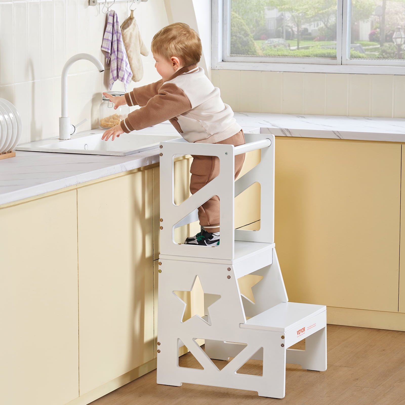 Free Shipping! SKYSHALO Kids Toddler Step Stool, Natural Pine Wood ...
