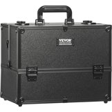 Lockable Extra Large Makeup Case - Cosmetic Train Case with Dividers ...