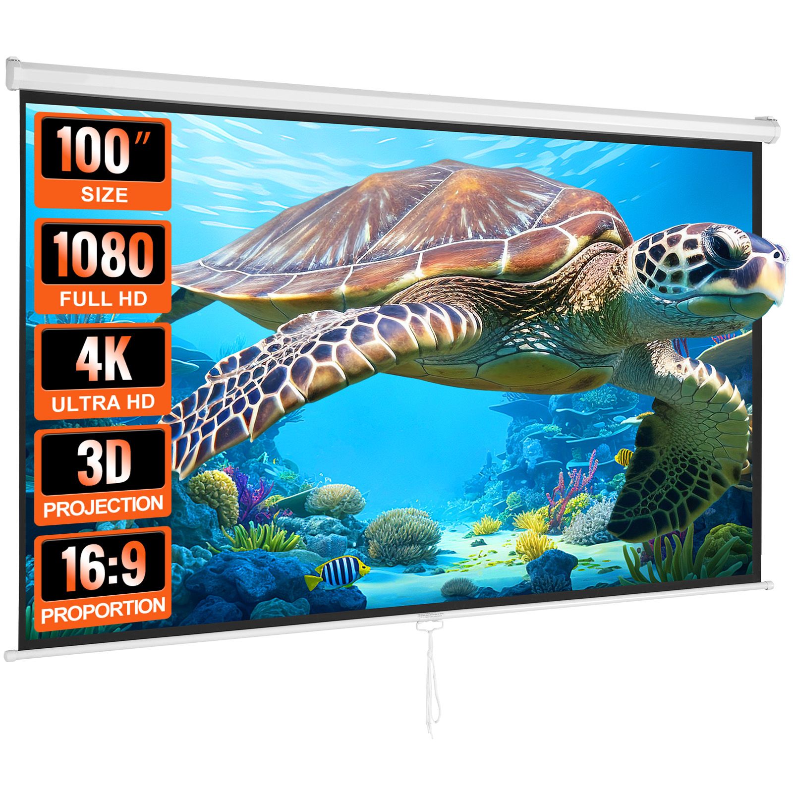 100 Inch Pull Down Projector Screen and Stand Portable Outdoor and ...