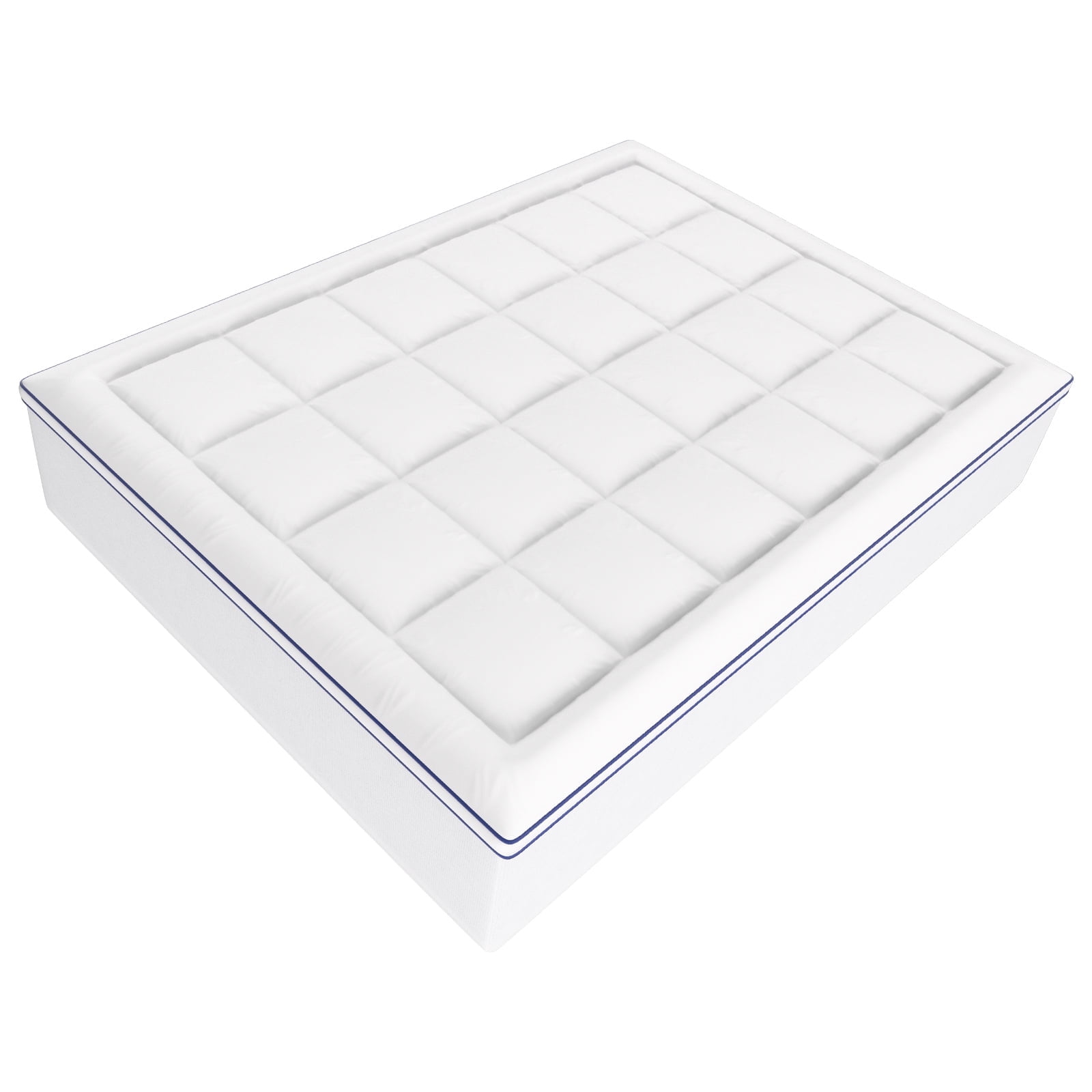 KFFKFF Mattress Pad, Queen, 4-inch Thick, Memory Foam & Fiber ...