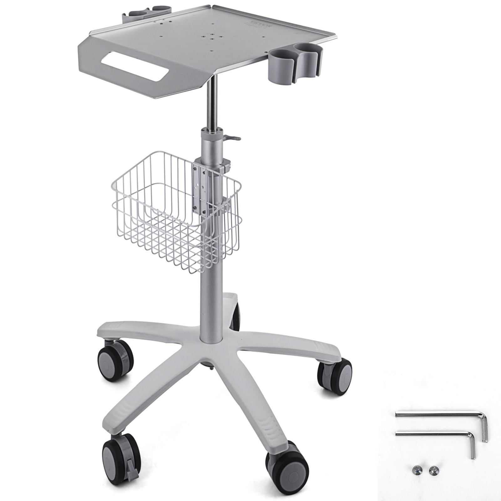 Displays2go Mobile Medical Cart with 2 Monitor Holders, Height ...