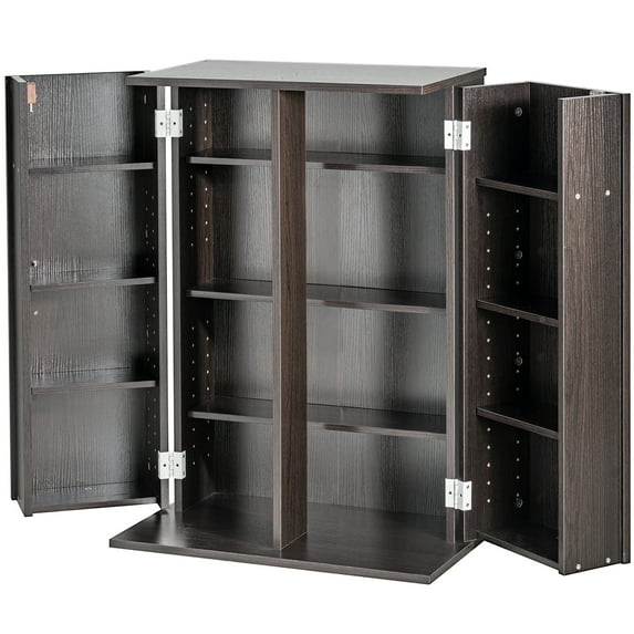 SKYSHALO Multimedia Storage Cabinet, Espresso Finish, with Door and ...