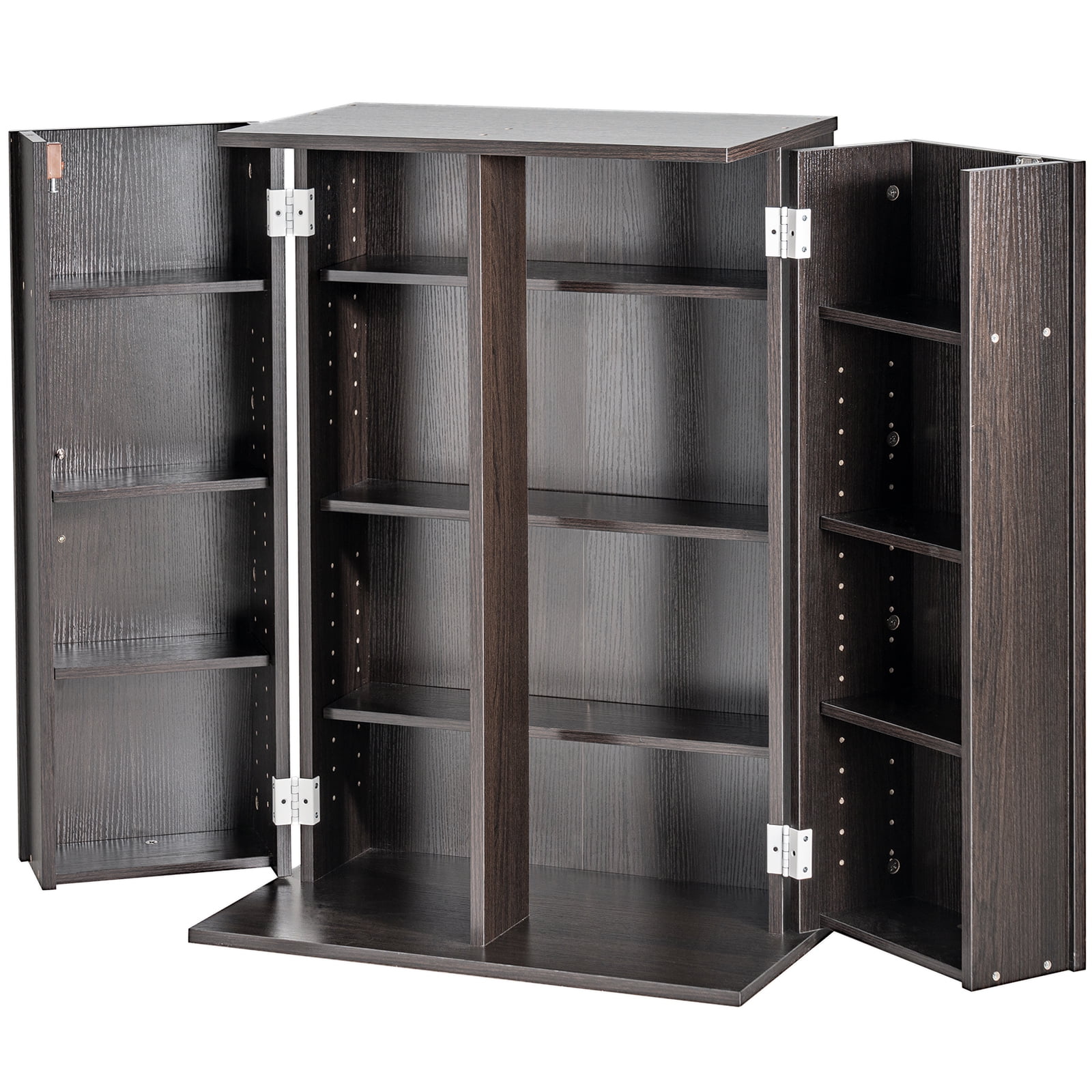 SKYSHALO Multimedia Storage Cabinet, Espresso Finish, with Door and ...