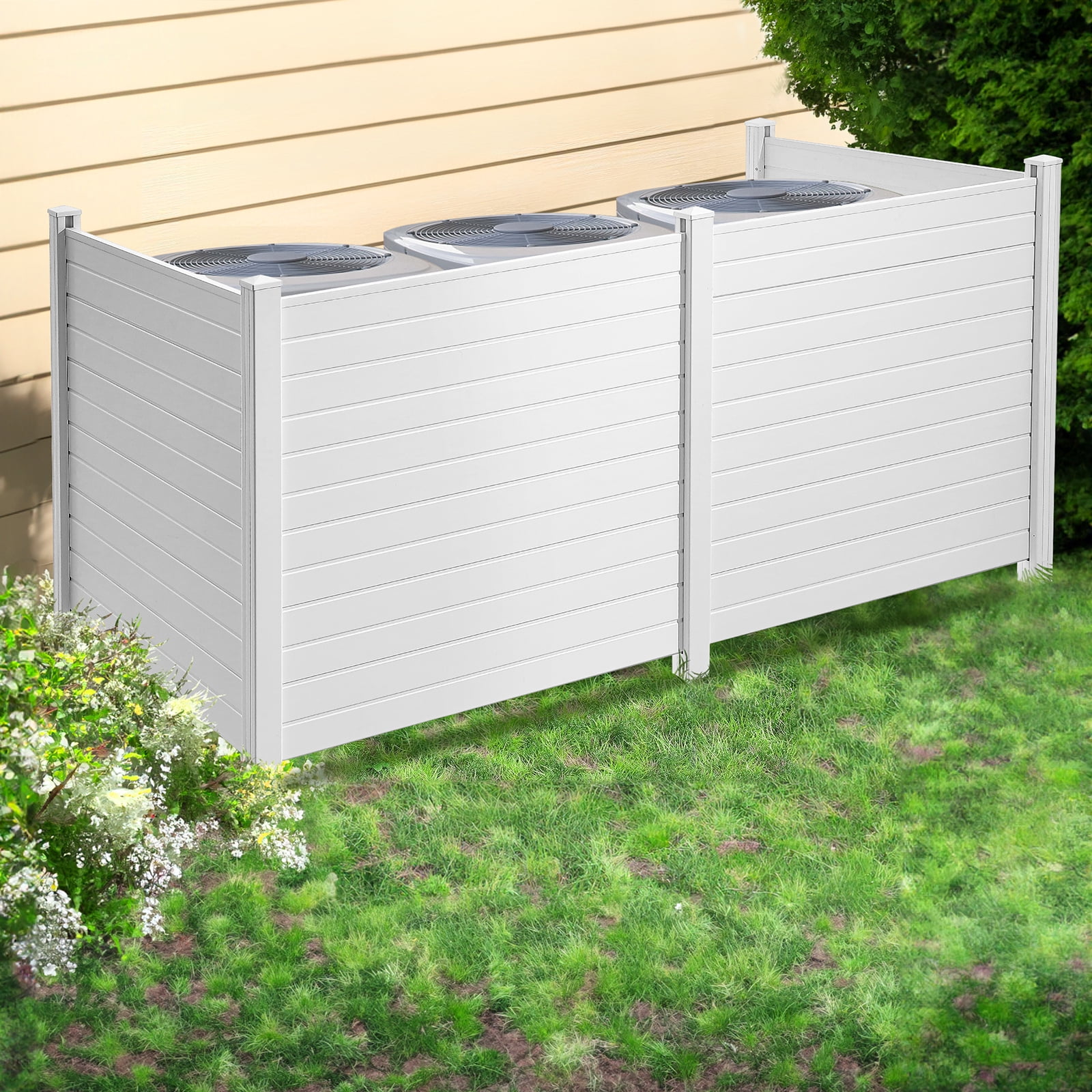 "SKYSHALO 50""x50"" Vinyl Privacy Fence 4-Panel PVC Outdoor Cover Yard ...