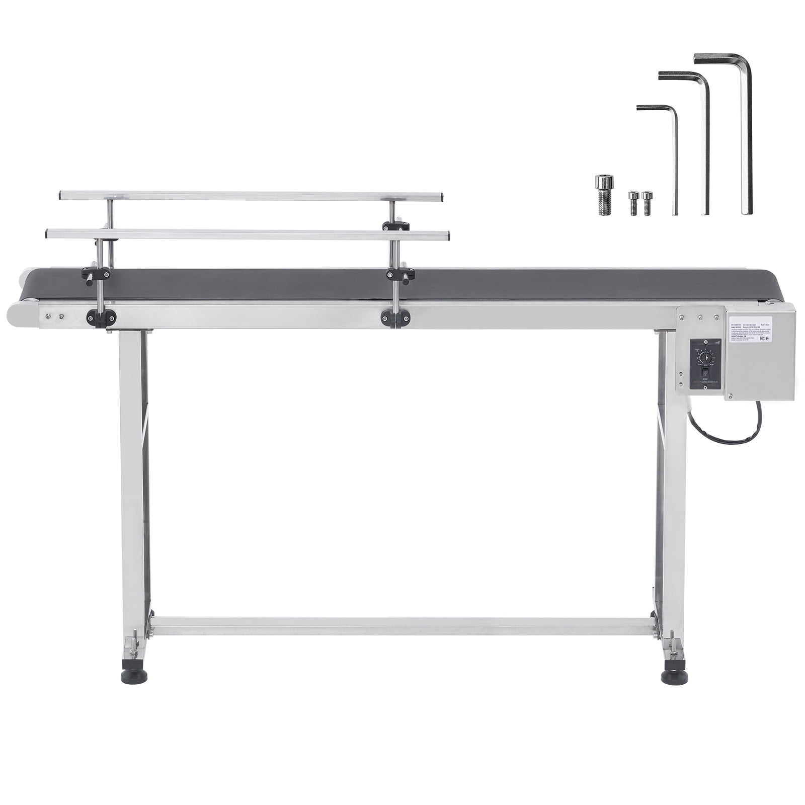 KFFKFF PVC 59"x7.8" Stainless Steel Belt Conveyor Long Double Safety ...
