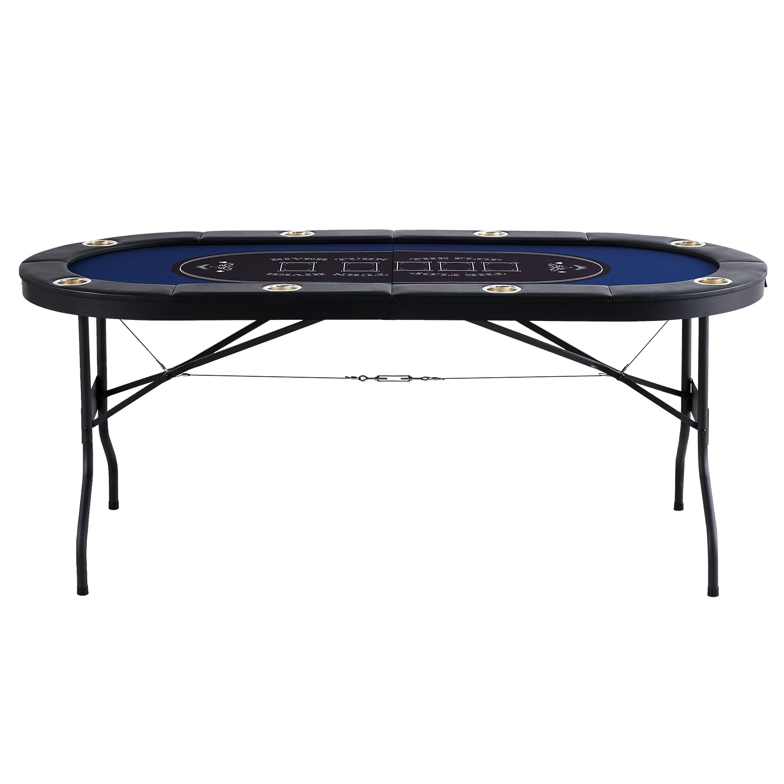 KFFKFF Portable 8-Seat Poker Table, Oval Folding Card Game Table for ...