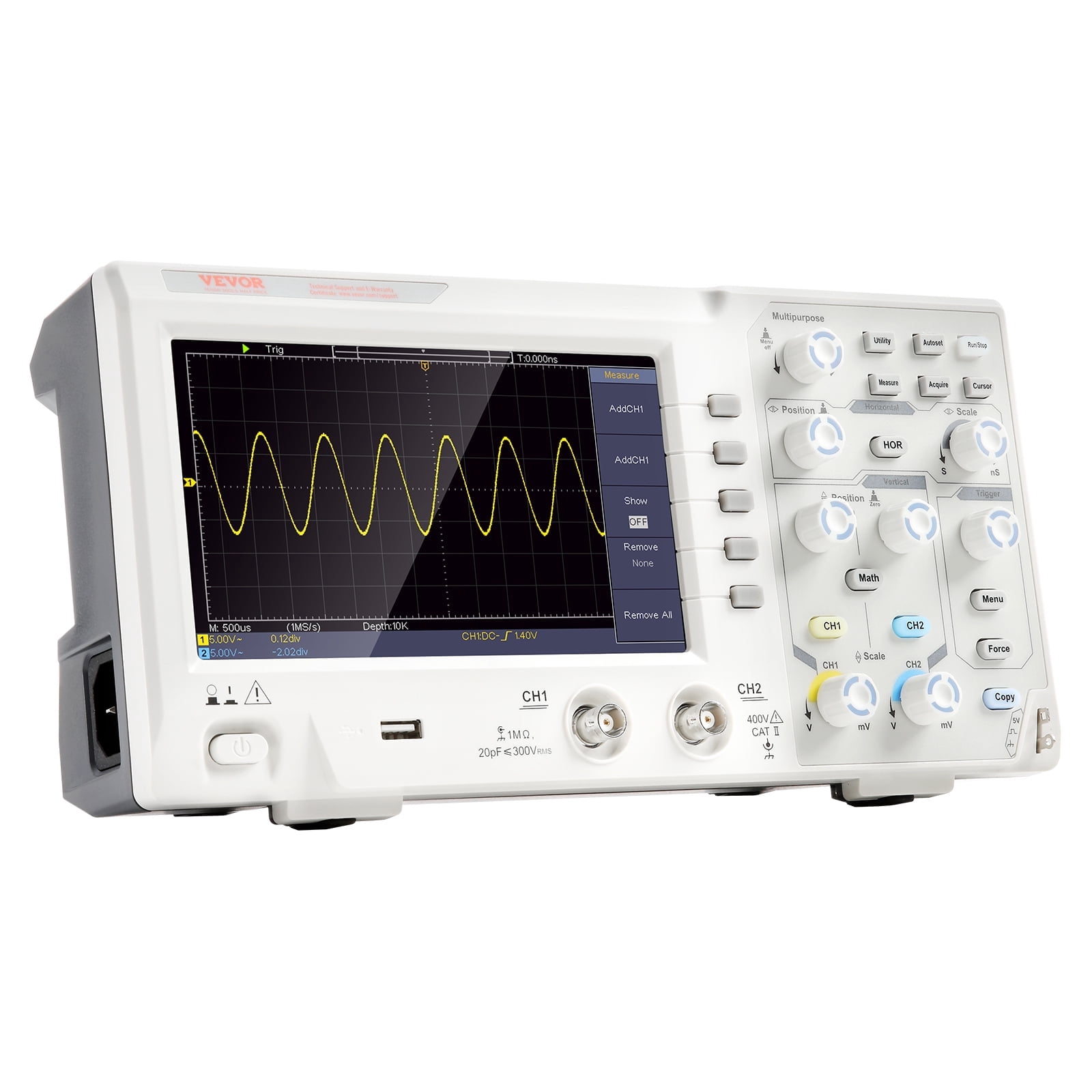 KFFKFF Portable Digital Oscilloscope 1GS/S Sampling Rate 100MHZ Dual ...