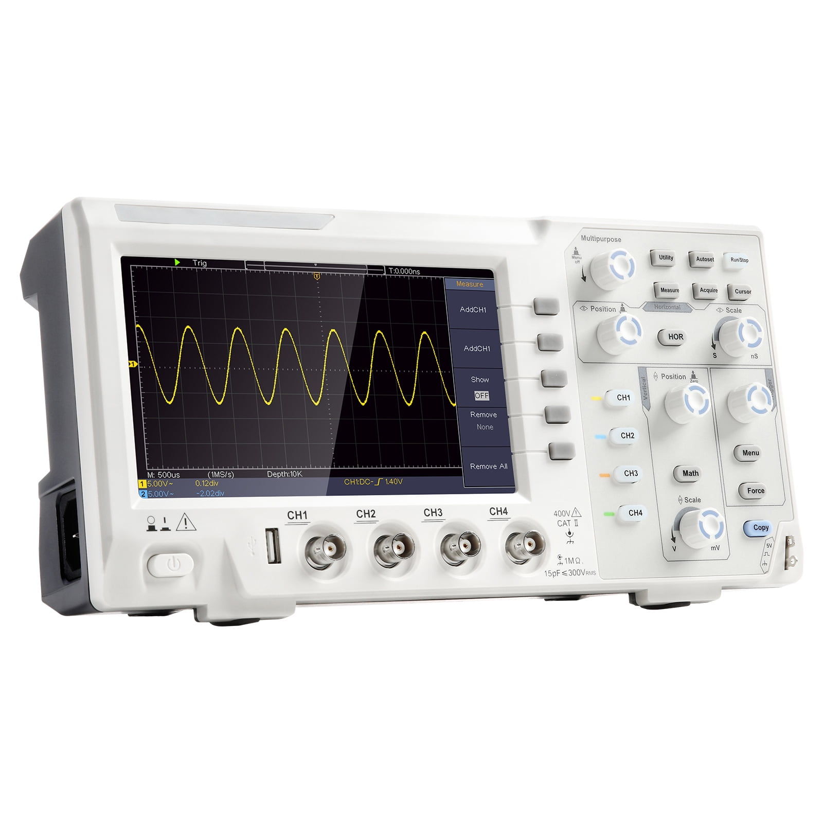 SKYSHALO Portable Digital Oscilloscope 1GS/S Sampling Rate 100MHZ Four ...