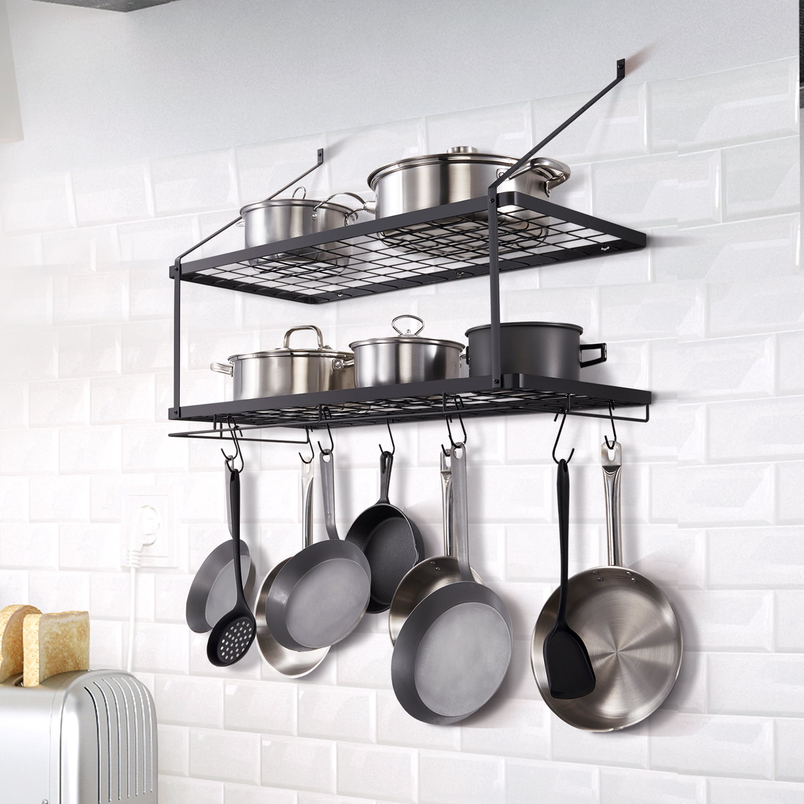 Elegant Designs 2 Light Kitchen Pot Rack with Downlights - Walmart.com