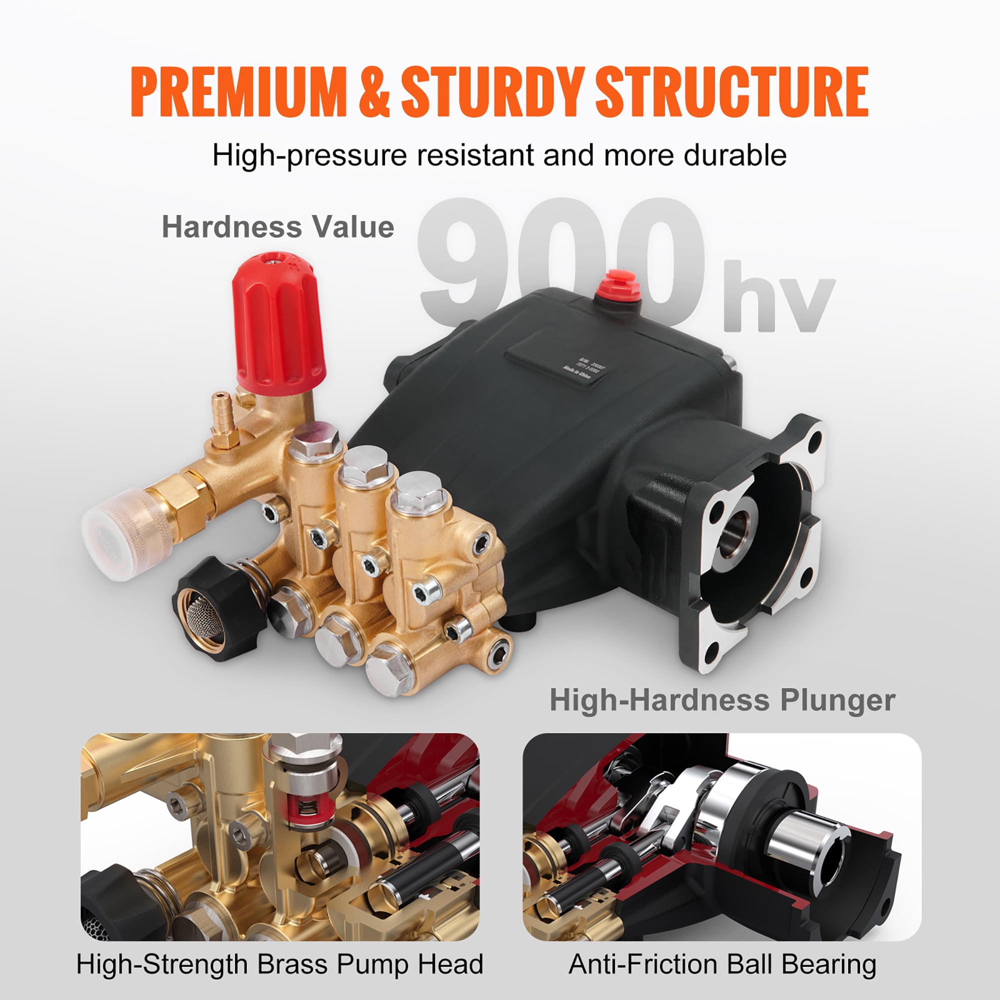 KFFKFF Pressure Washer Pump 3/4" Horizontal 3700 PSI 2.5 GPM Power ...