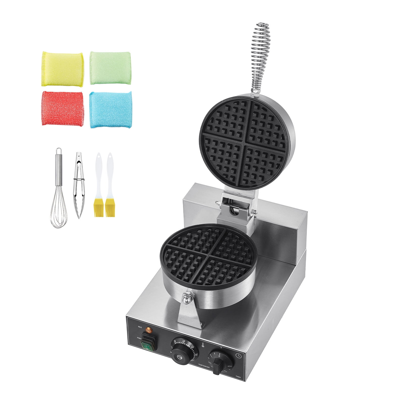 KFFKFF Professional Waffle Maker, 1230W Circular Waffle Cooking Device ...