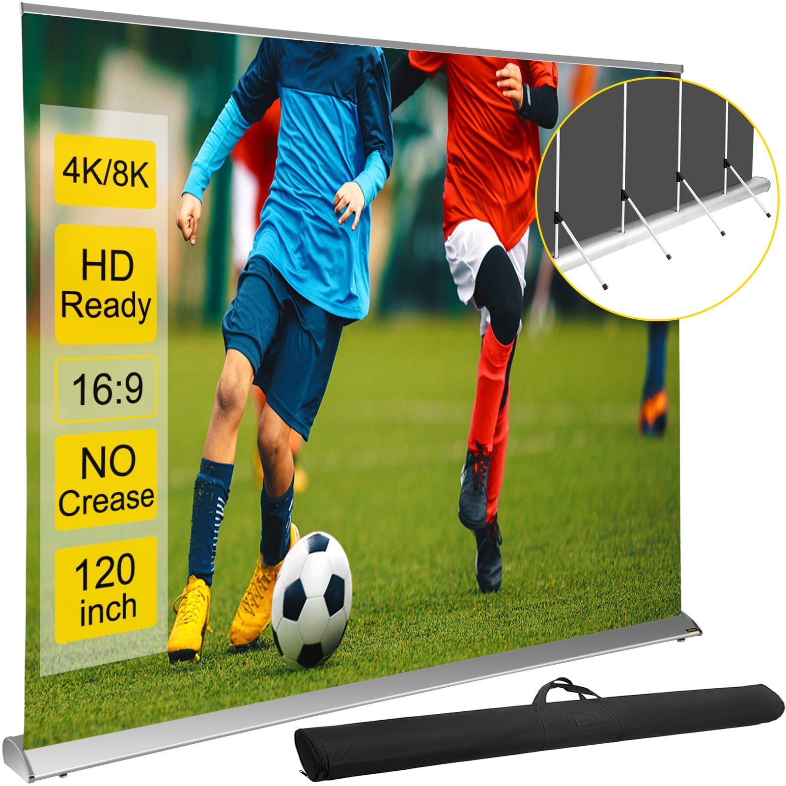SKYSHALO 120" 16:9 HD Outdoor Projector Screen, 4K/8K HDR with Storage ...