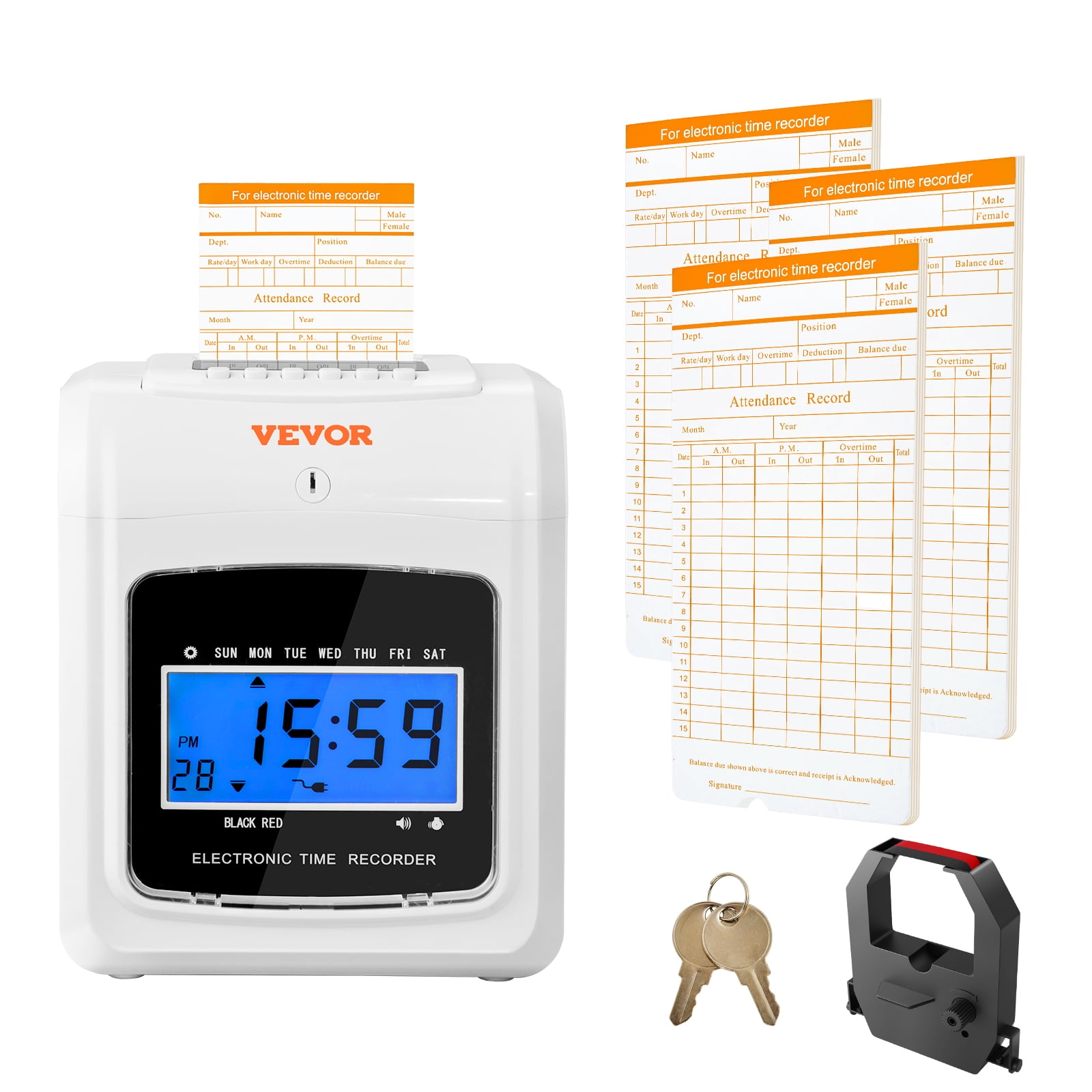 KFFKFF Punch Time Clock Time Tracker Machine for Employees 6 Punches ...