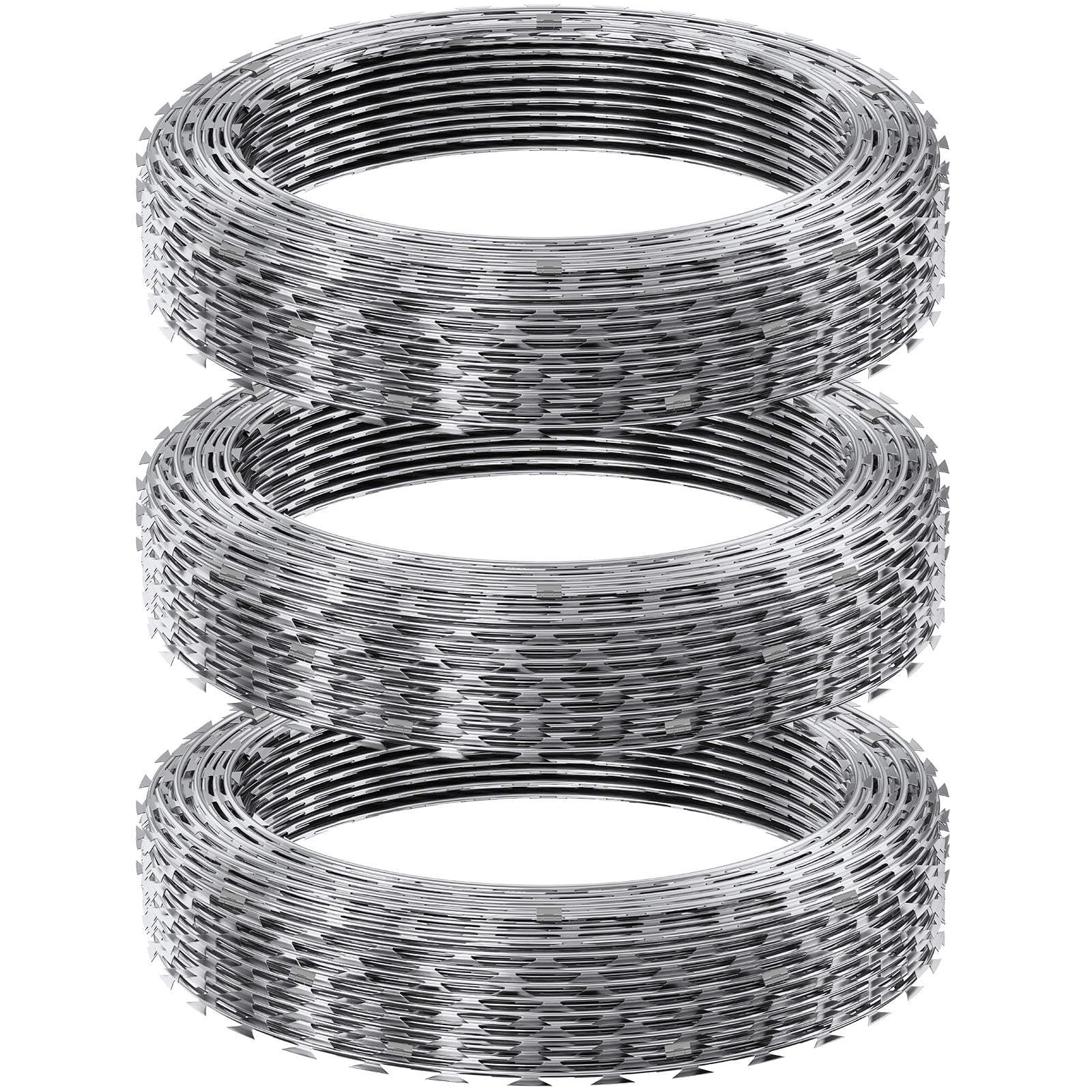 KFFKFF Razor Fencing, 147 ft of Double Spiral Razor Ribbon, 3-Pack ...