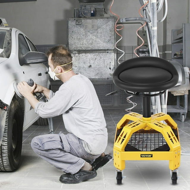 SKYSHALO Rolling Garage Stool 300LBS Adjustable Mechanic Work Shop Seat ...
