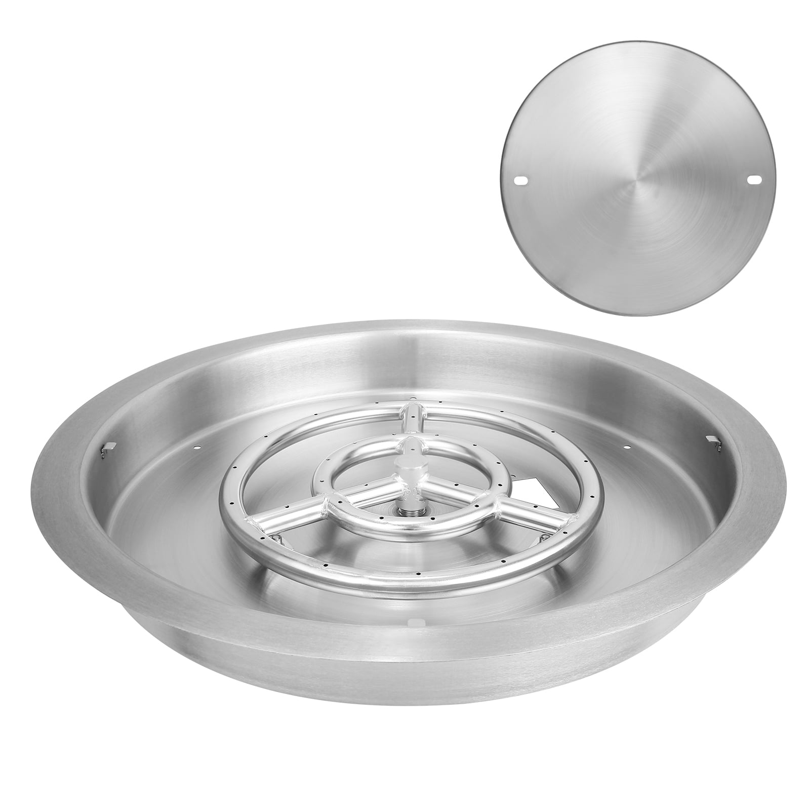 SKYSHALO Round Drop-in Fire Pit Pan Stainless Steel Fire Pit Burner 19 ...