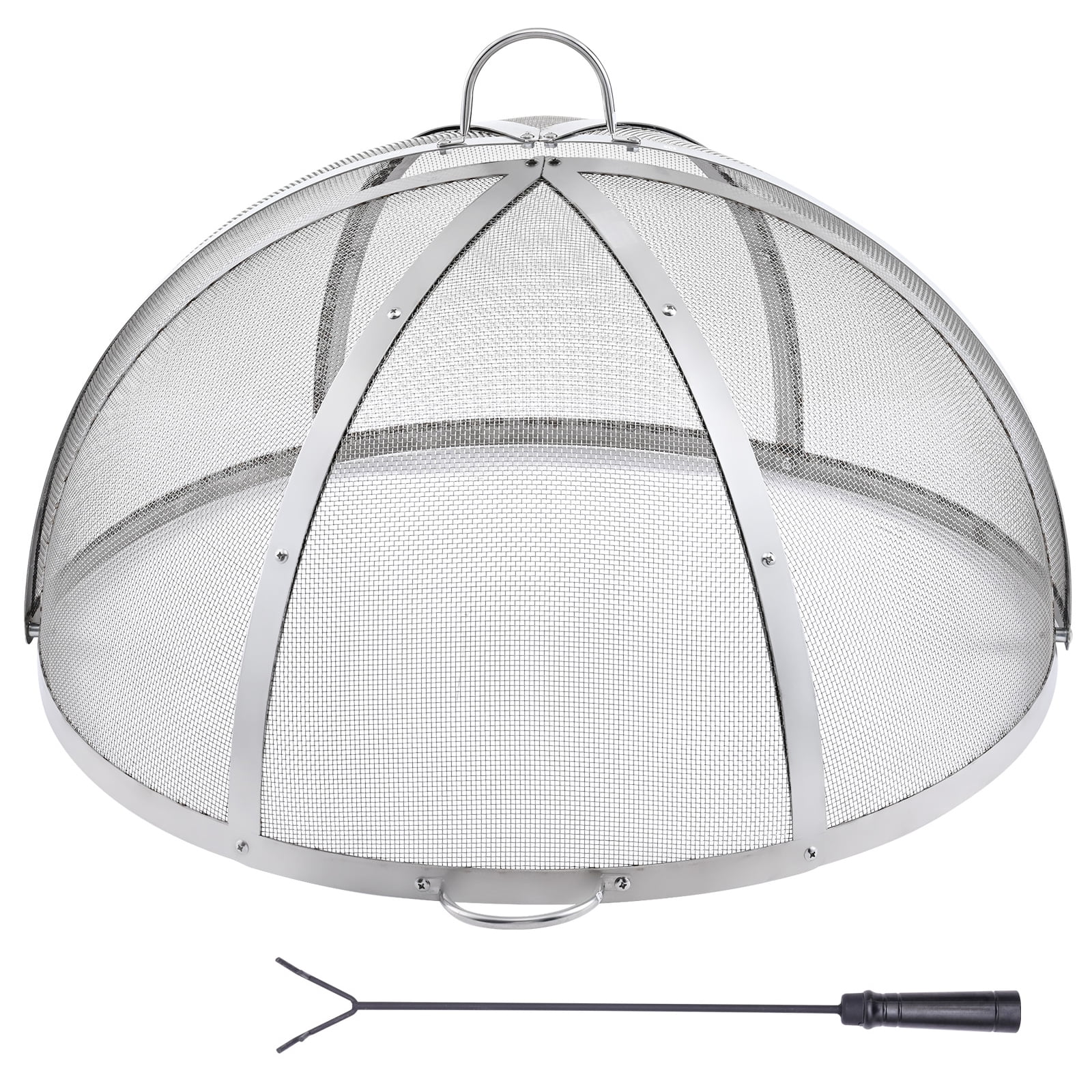 KFFKFF Round Fire Pit Spark Screen, 40", Durable Steel Construction ...