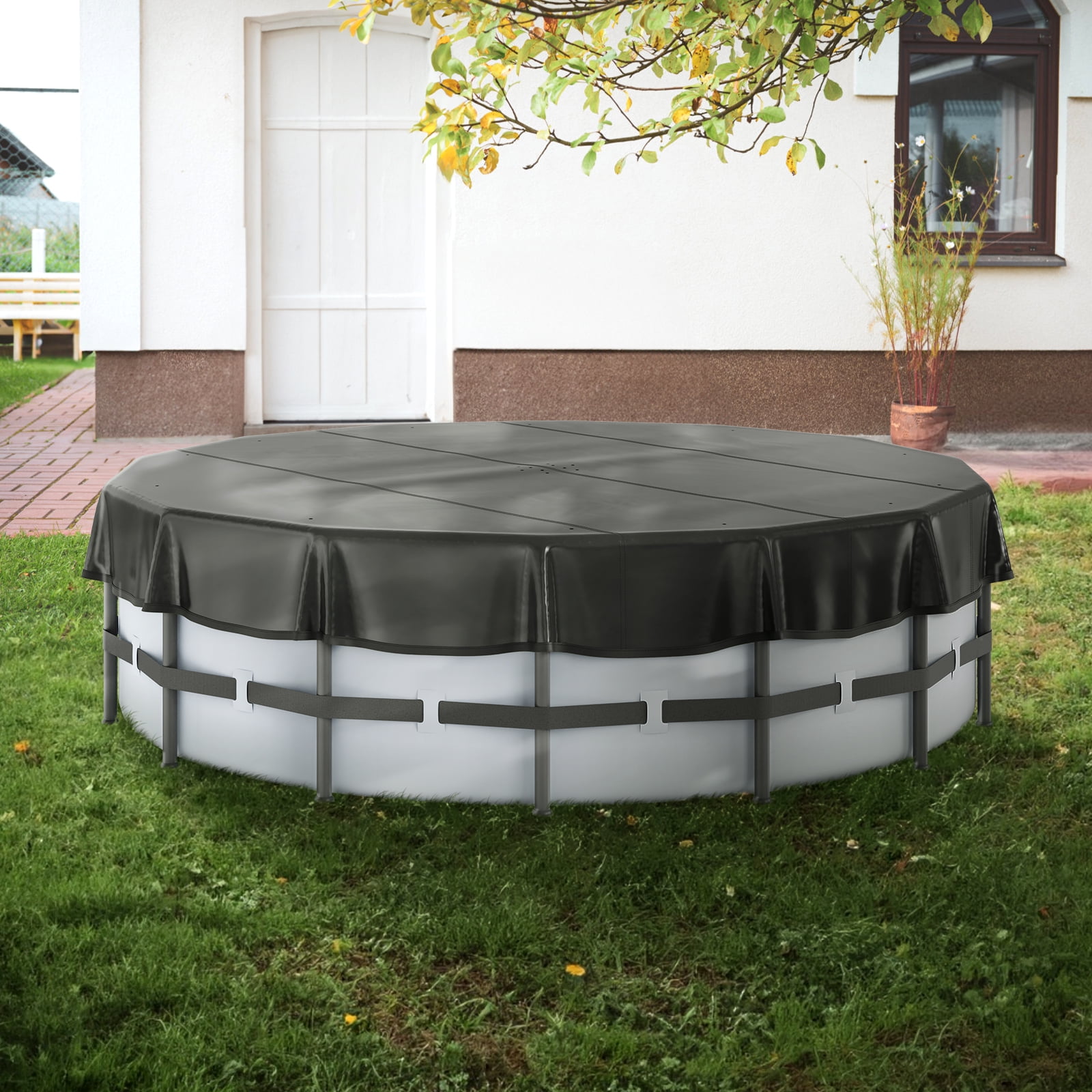SKYSHALO Round Pool Cover, 18 Ft PVC Swimming Round Pool Solar Cover ...