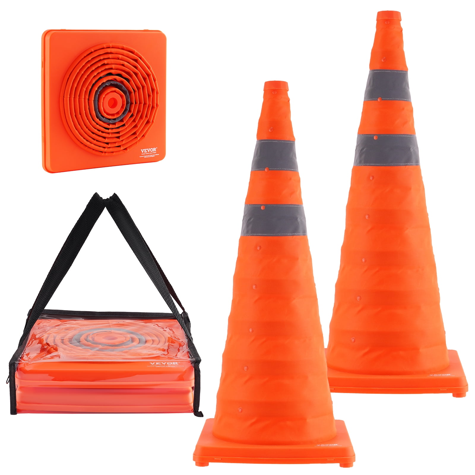 SKYSHALO 28 inch Collapsible Safety Cones with Reflective Collars for ...