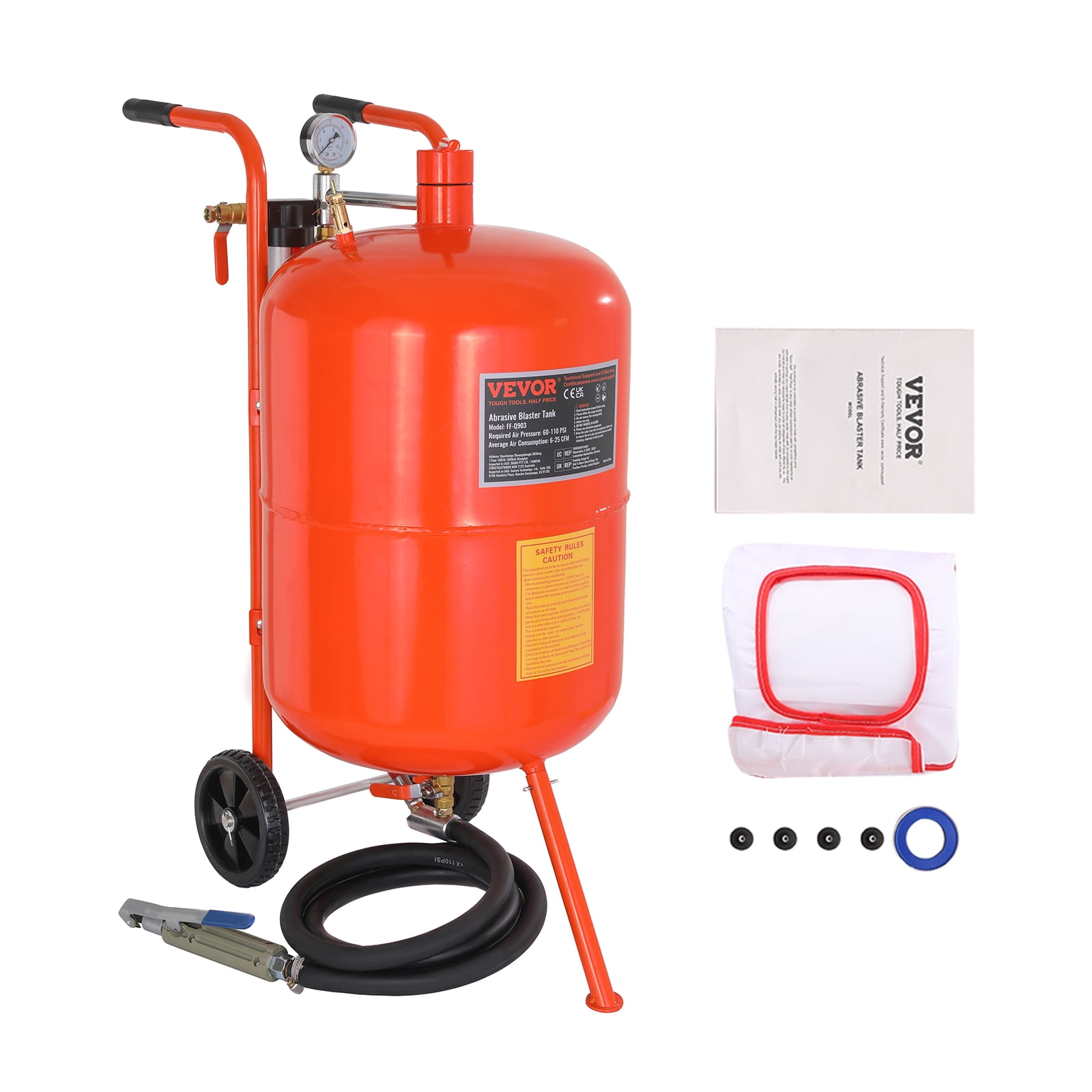 SKYSHALO 60-110 PSI Abrasive Portable Power Sandblaster 20 gal ...