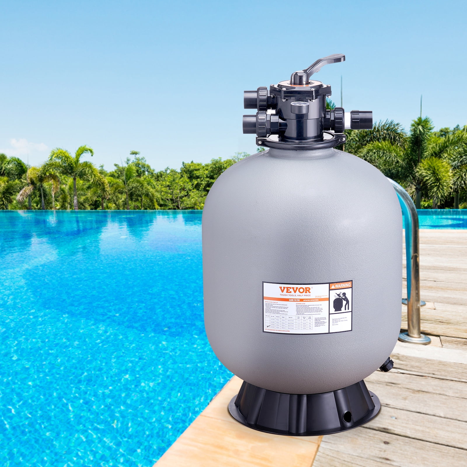 KFFKFF Sand Filter 24" Above Inground Swimming Pool Sand Filter with 7 ...