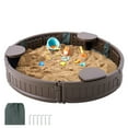 KFFKFF Sandbox with Lid, Dimensions 47.2 x 9.1 inches, Circular Sand ...