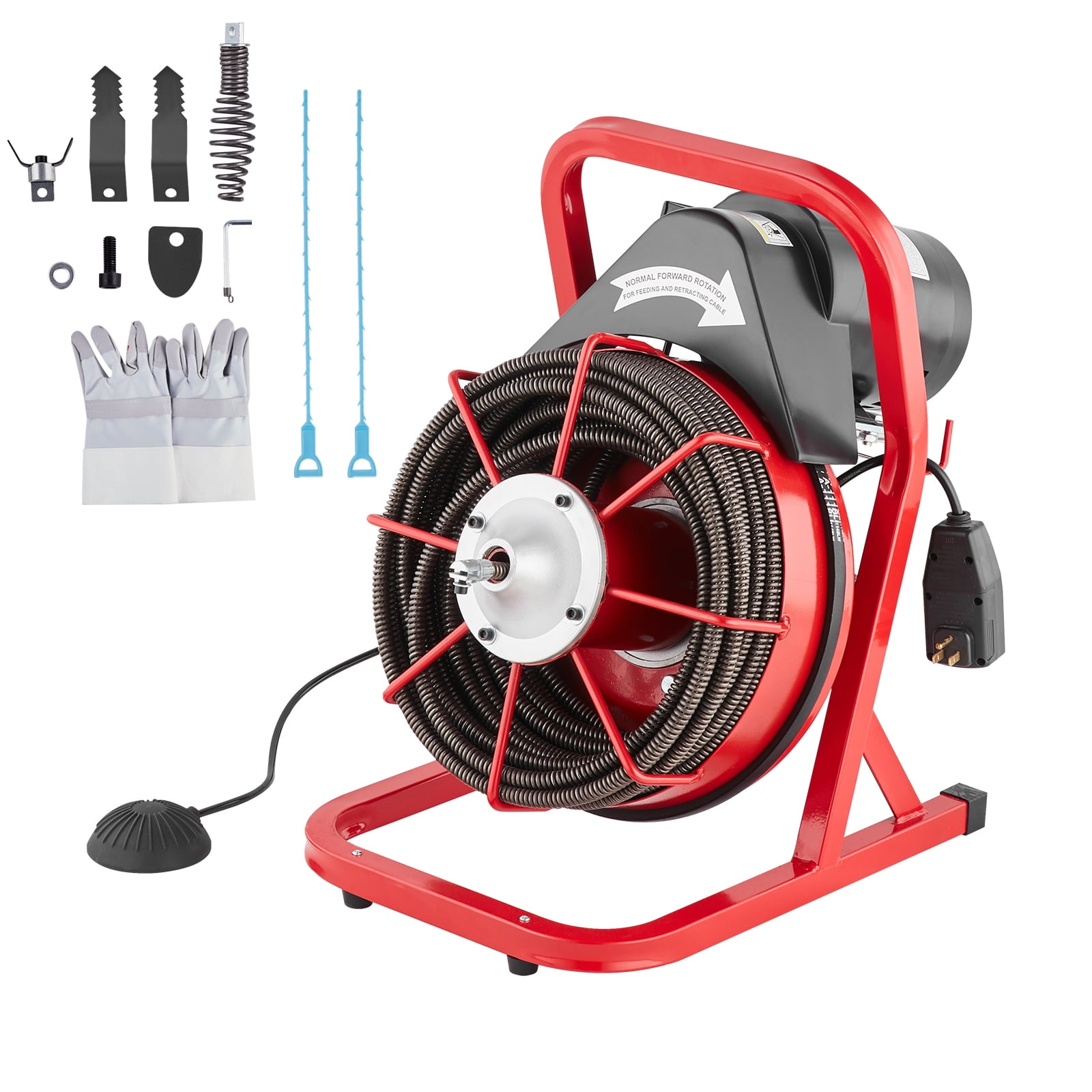 KFFKFF Drain Cleaner Machine, 75FT x 1/2 Inch Cable, Manual Operation ...