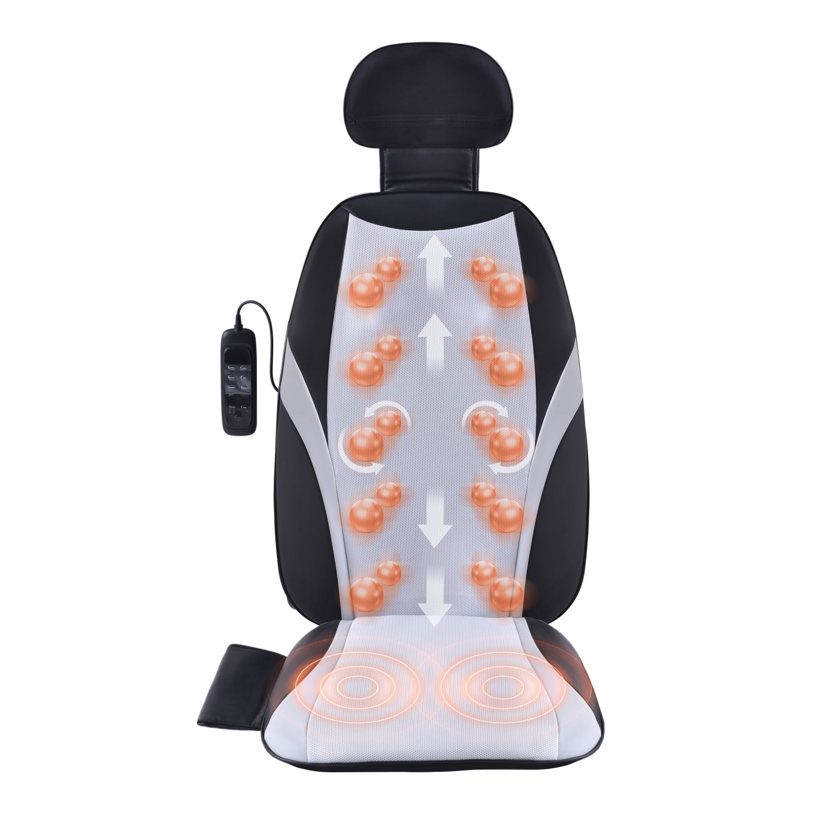 KFFKFF Shiatsu Back Massager with Heat, Deep Kneading Massage Chair Pad ...