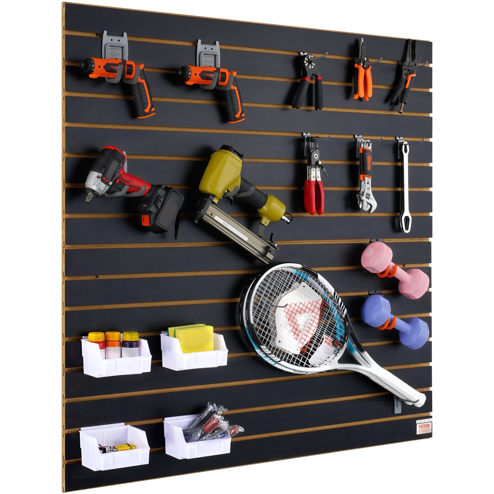 SKYSHALO Slatwall Panels, 4 ft x 2 ft Black Garage Wall Panels 24"H x ...