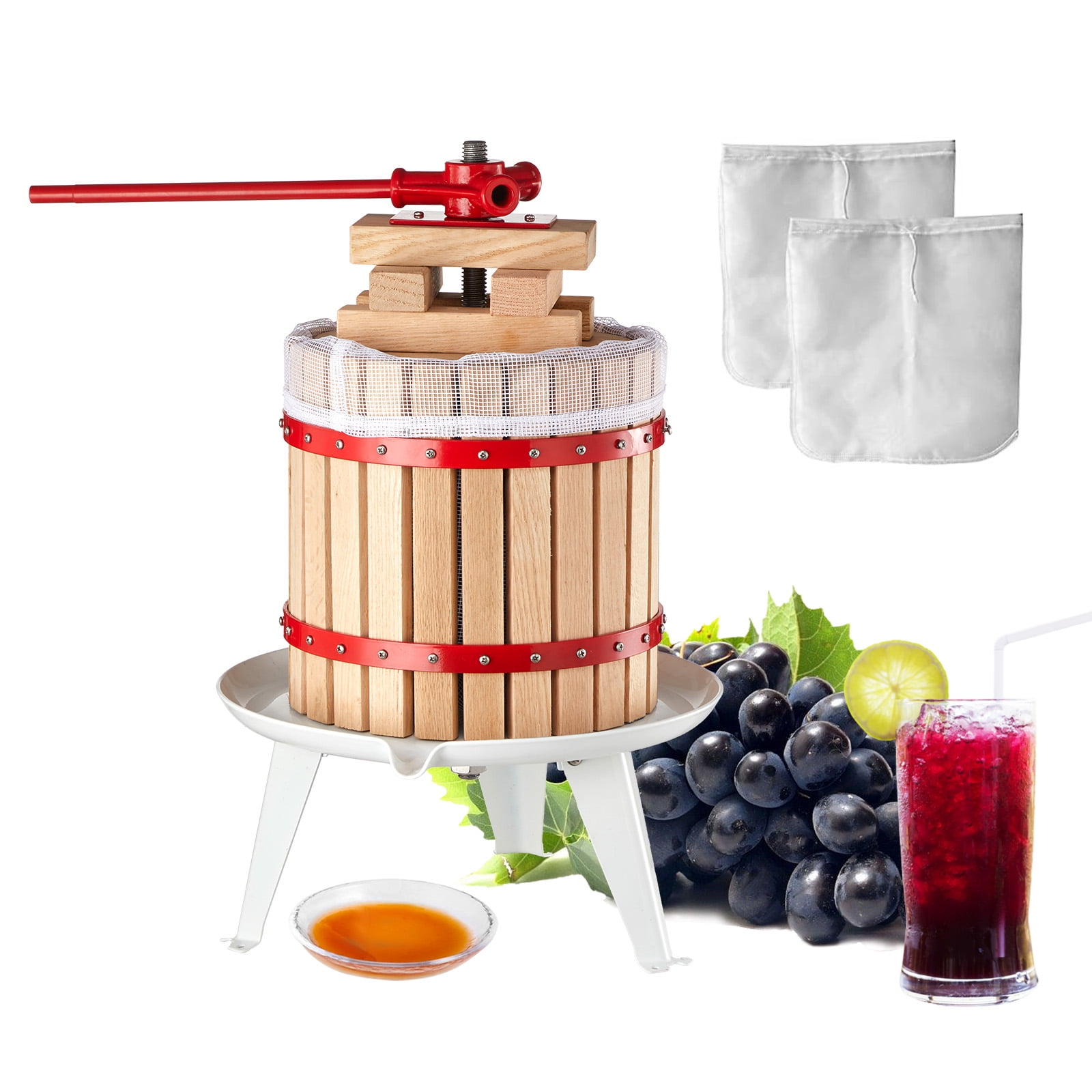 KFFKFF Solid Wood Fruit Press, 3.2 Gal/12L, with Blocks, Manual Heavy ...