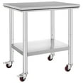 KFFKFF Stainless Steel Work Table with Wheels 24 x 30 Prep Table with ...