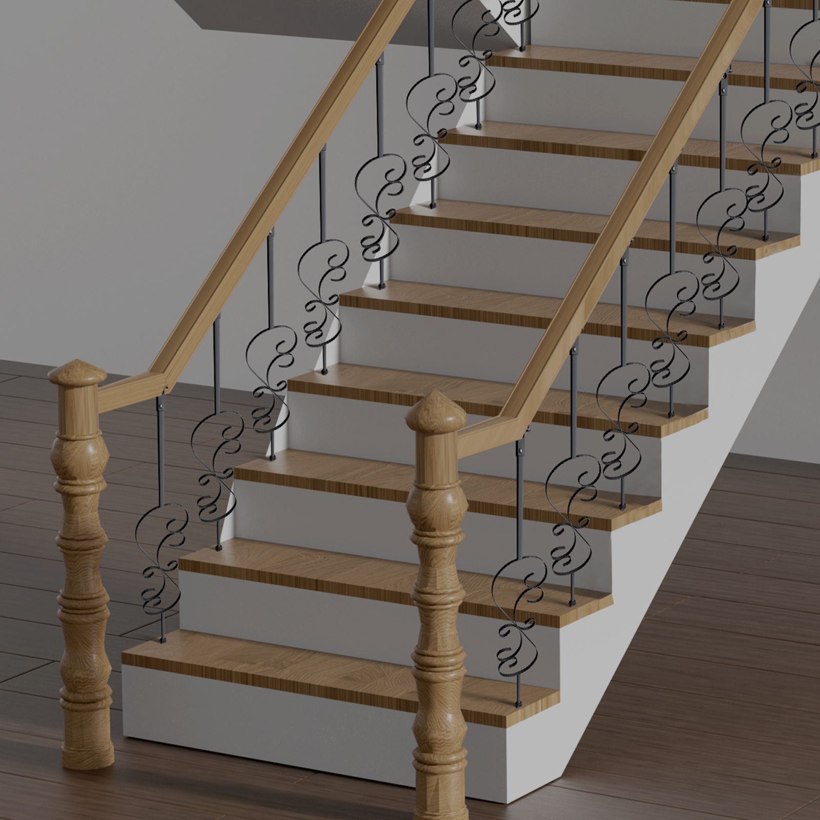 SKYSHALO Staircase Metal Balusters - 44" Steel Deck Spindles with Shoes ...