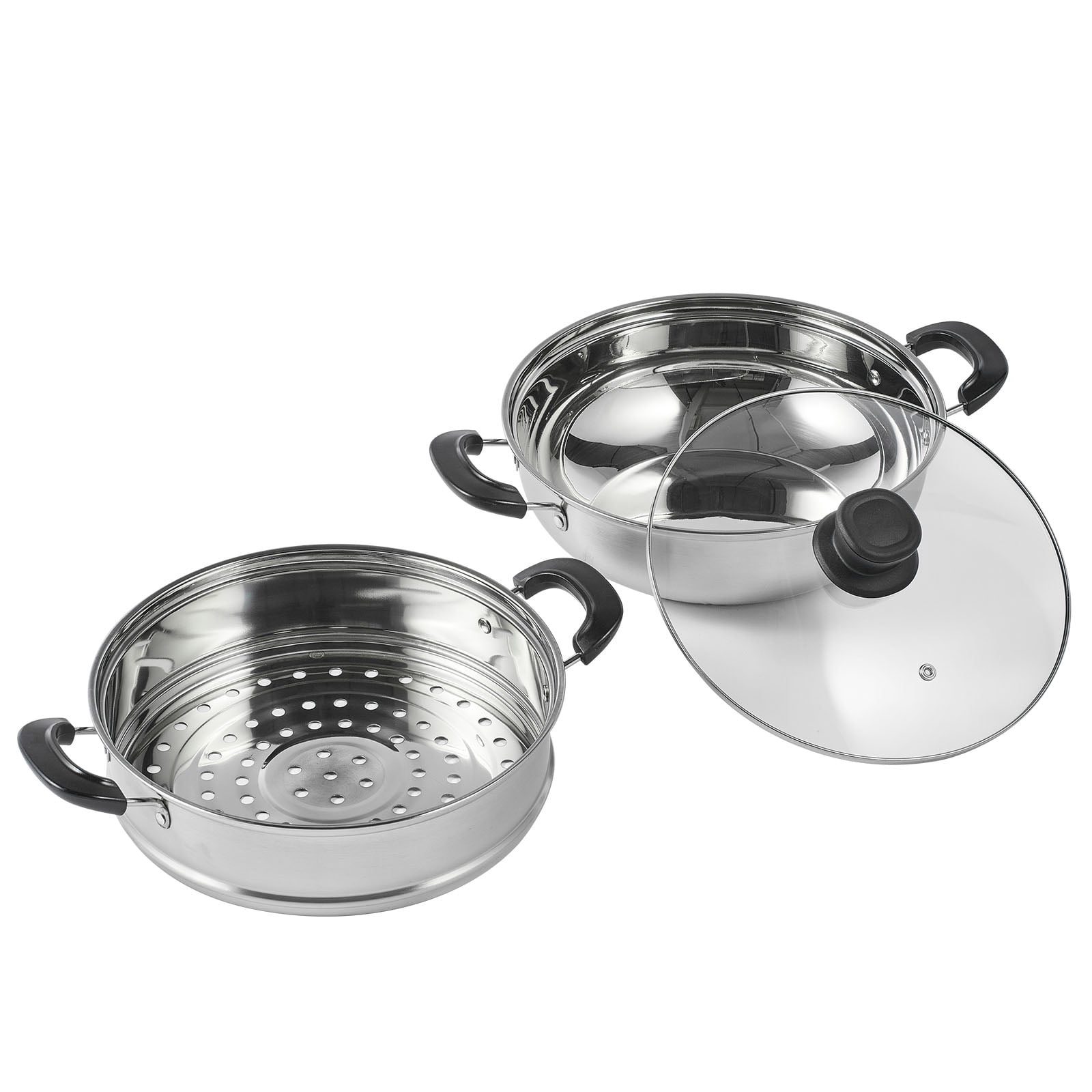 KFFKFF Steamer Pot, 11in/28cm Steamer Pot for Cooking with 3QT Stock ...