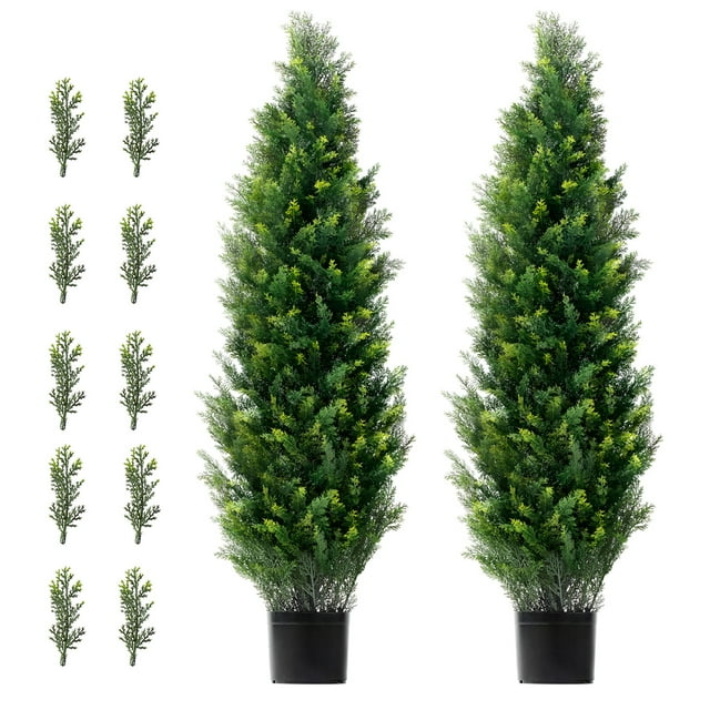 SKYSHALO Synthetic Cedar Topiary, 48" Height (Pair), Includes ...