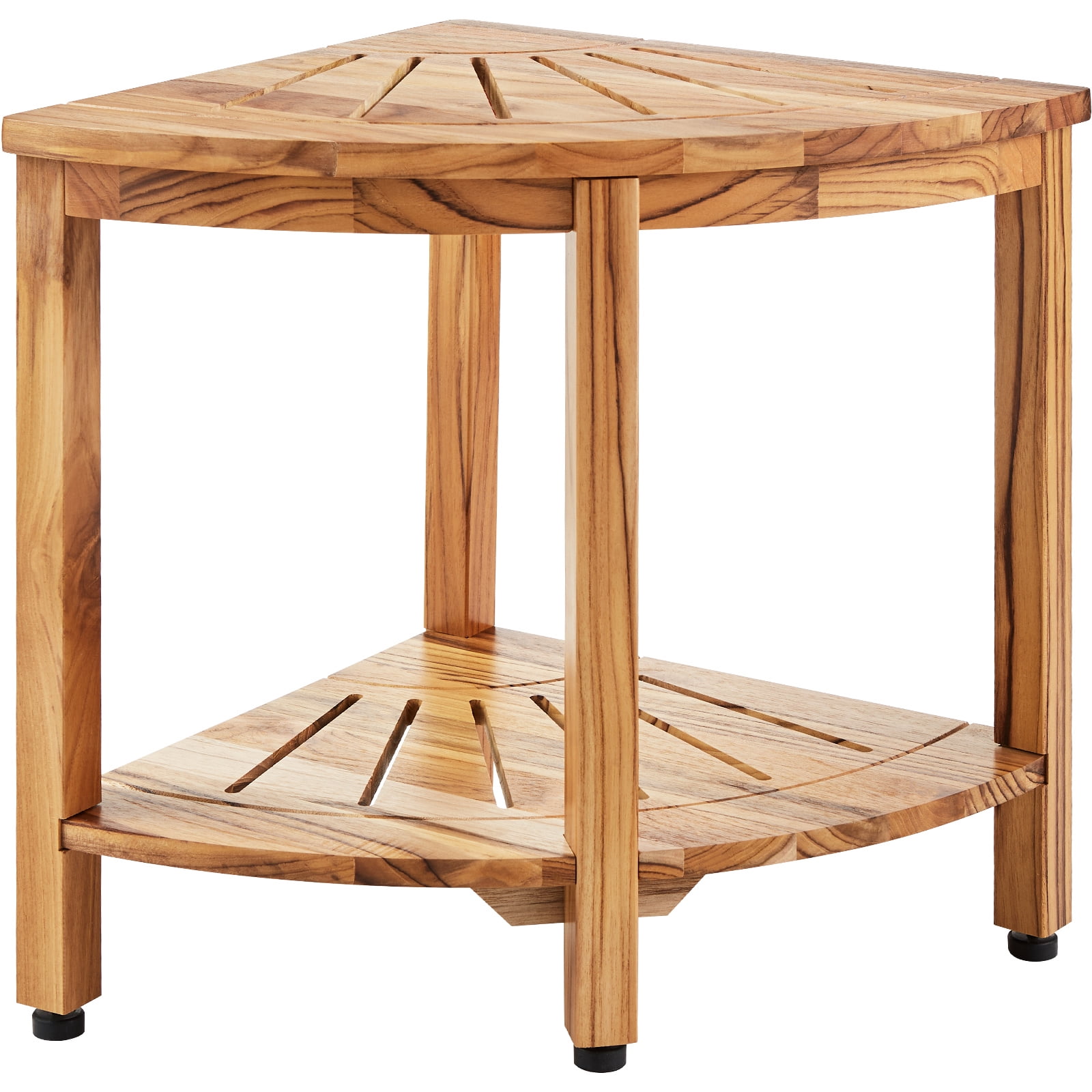 SKYSHALO Teak Corner Shower Seat, 18.5" Tall, 15.5" Corner Radius ...