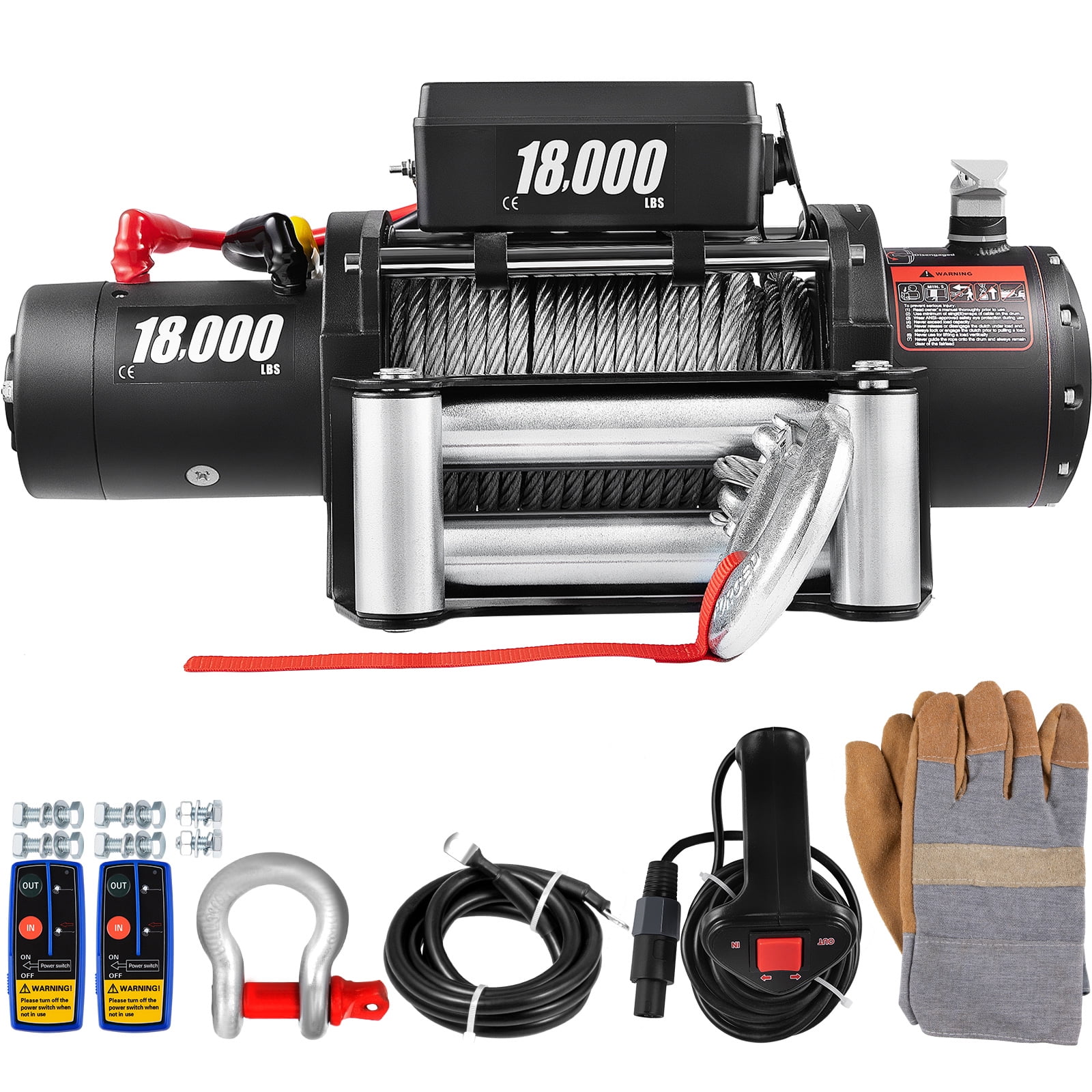 SKYSHALO Truck Winch 18000Ibs Electric Winch 75ft/22.8m Cable Steel 12V ...