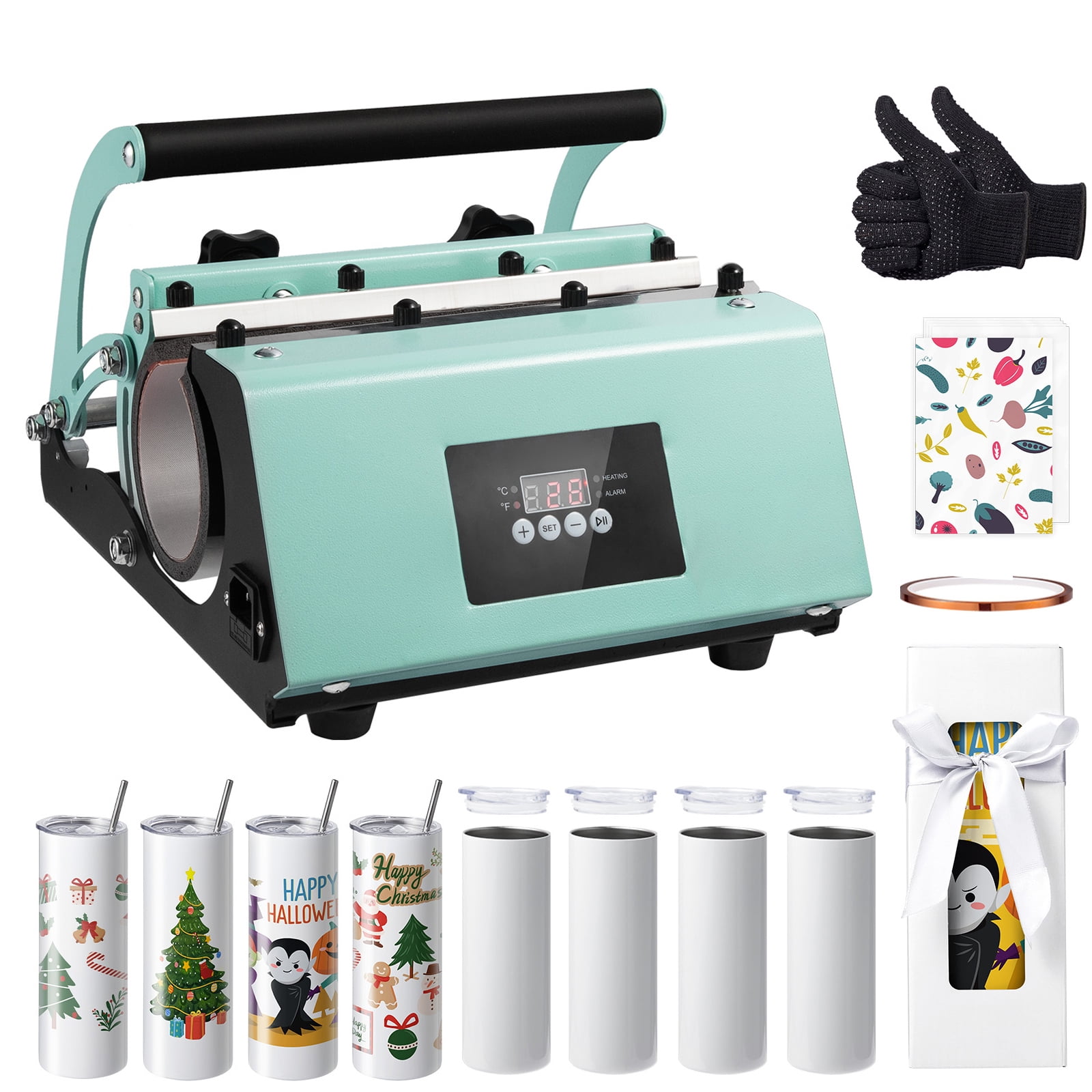 KFFKFF Tumbler Heat Press Kit with 8pcs 20OZ Sublimation Tumblers, Cup ...