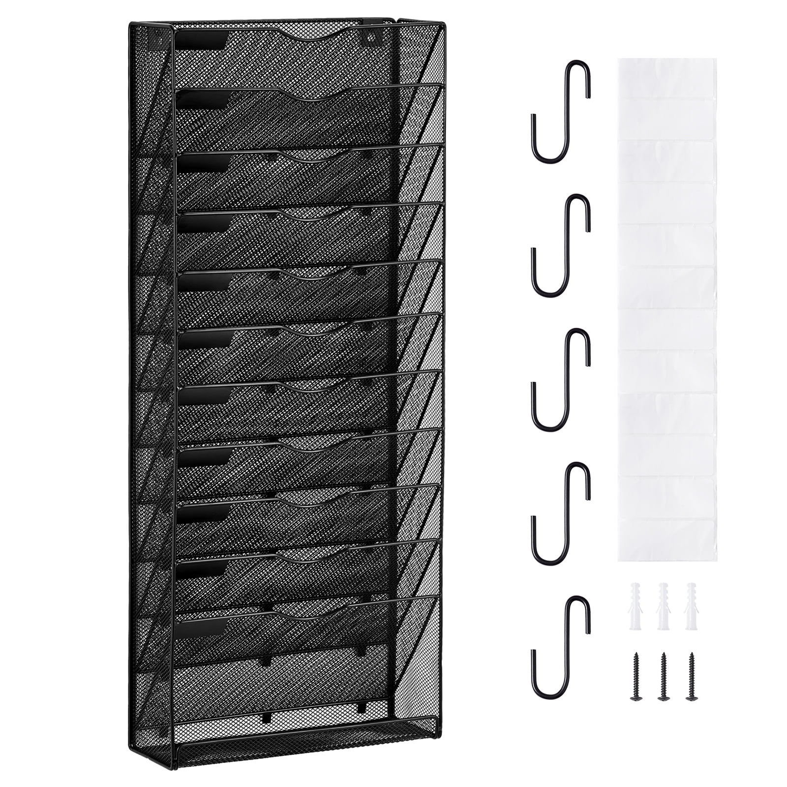 KFFKFFWall File Rack, 12-Slot Single Piece Mesh Wall Organizer, Metal ...