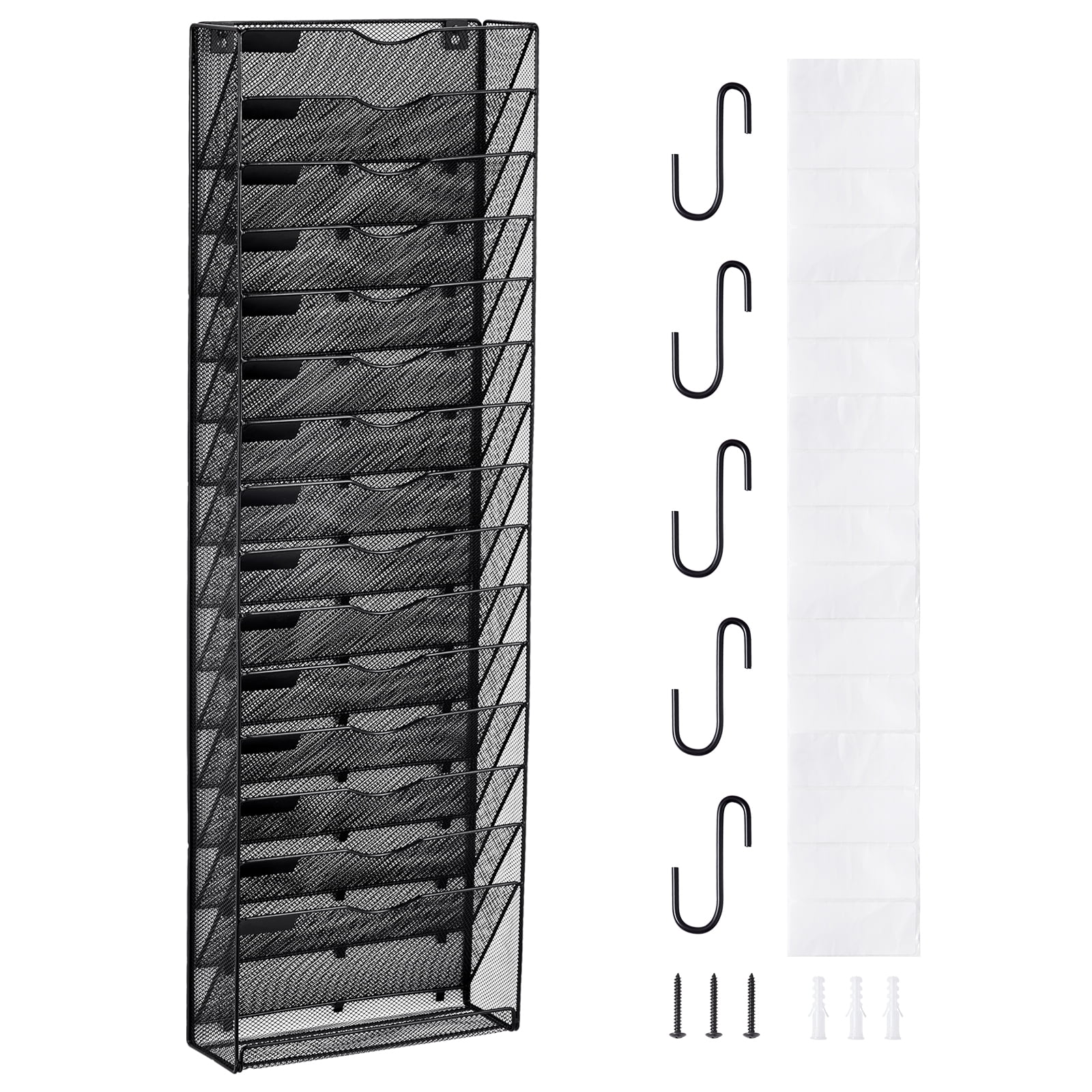 KFFKFFWall File Rack, 16-Slot Single Piece Mesh Organizer, Wall-Hanging ...
