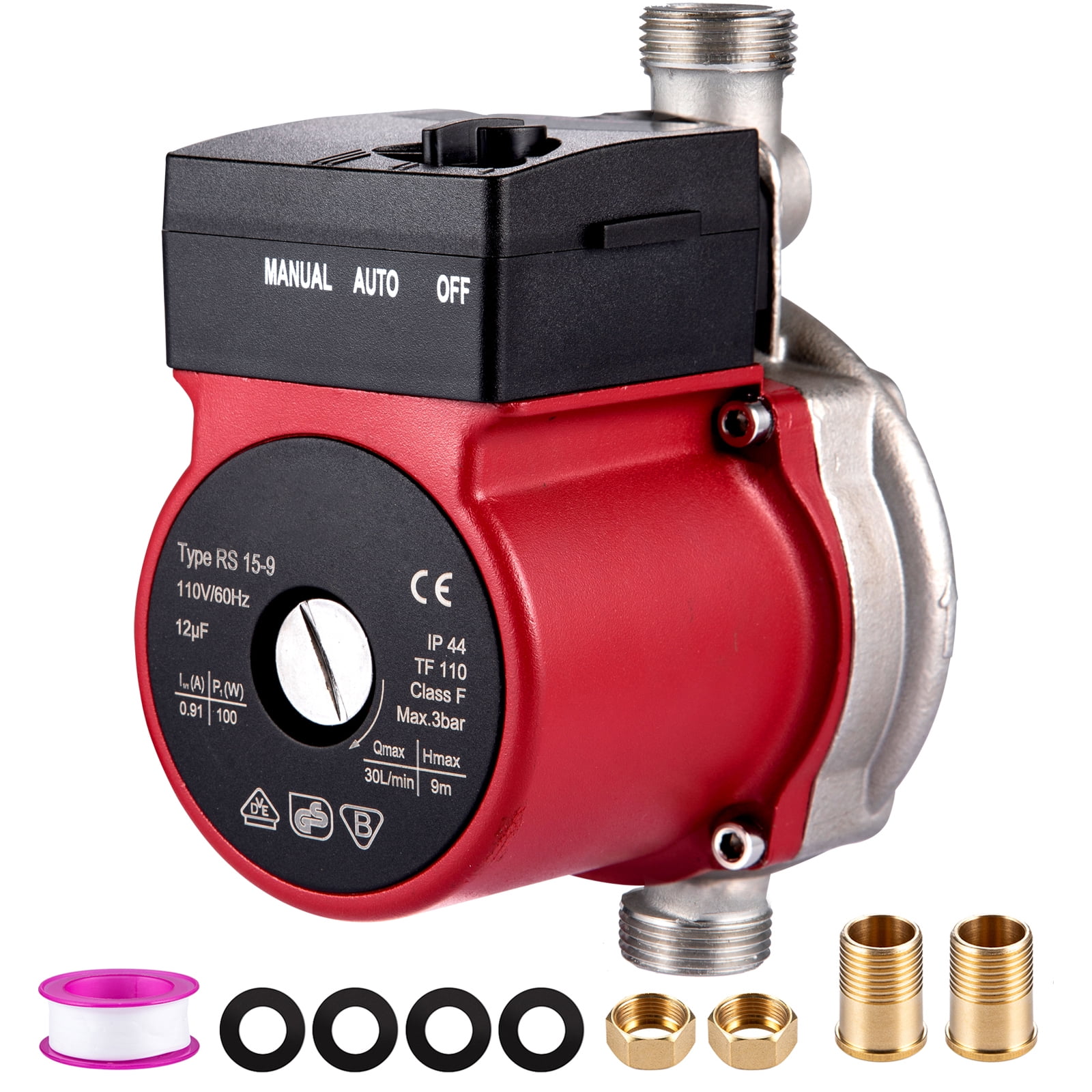 SKYSHALO Water Circulation Pump, 120W 110V, Auto-Activation with 3/4" NPT Brass Connectors ...