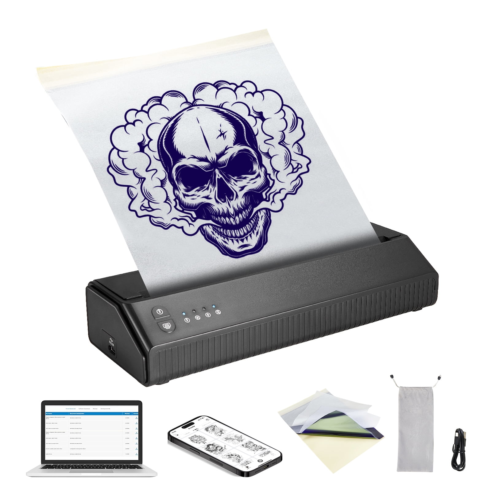 KFFKFF Wireless Tattoo Stencil Printer, Bluetooth Connectivity ...