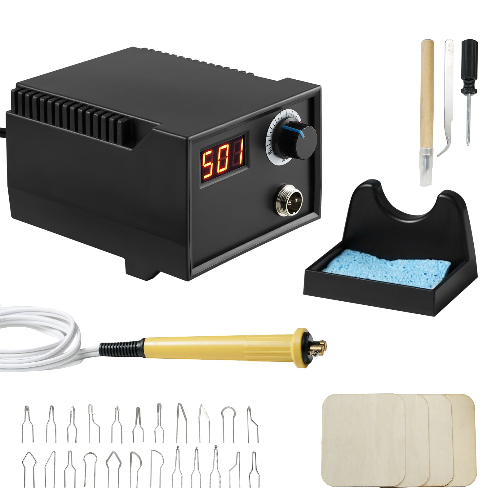 SKYSHALO Wood Burning Kit 200~700°C Adjustable Pyrography Pen Burner 23 ...