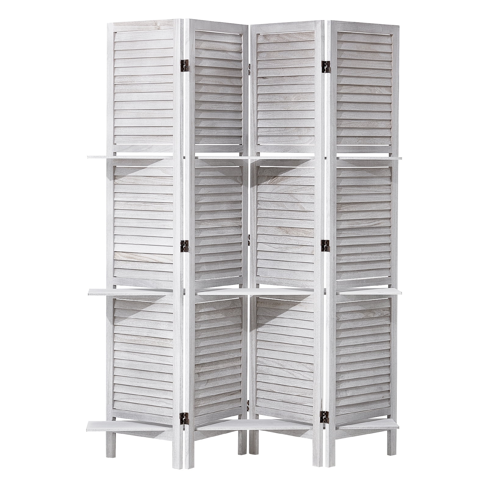KFFKFF Wooden Partition, 4-Panel Folding Privacy Barrier, 66.9 Inches ...