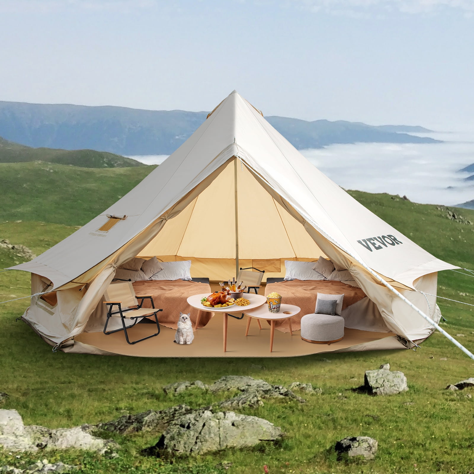 Ozark Trail 10-Person 20x10 Outdoor Wall Tent with Stove Jack, 1 Room ...