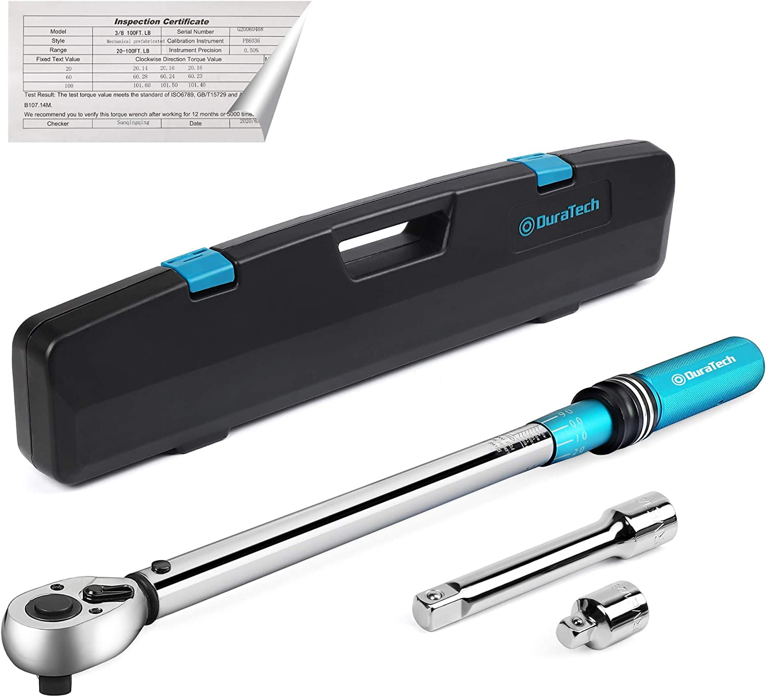 SKYSONIC 1/2-Inch Drive Click Torque Wrench, 30-160 Ft-lb, with Socket ...