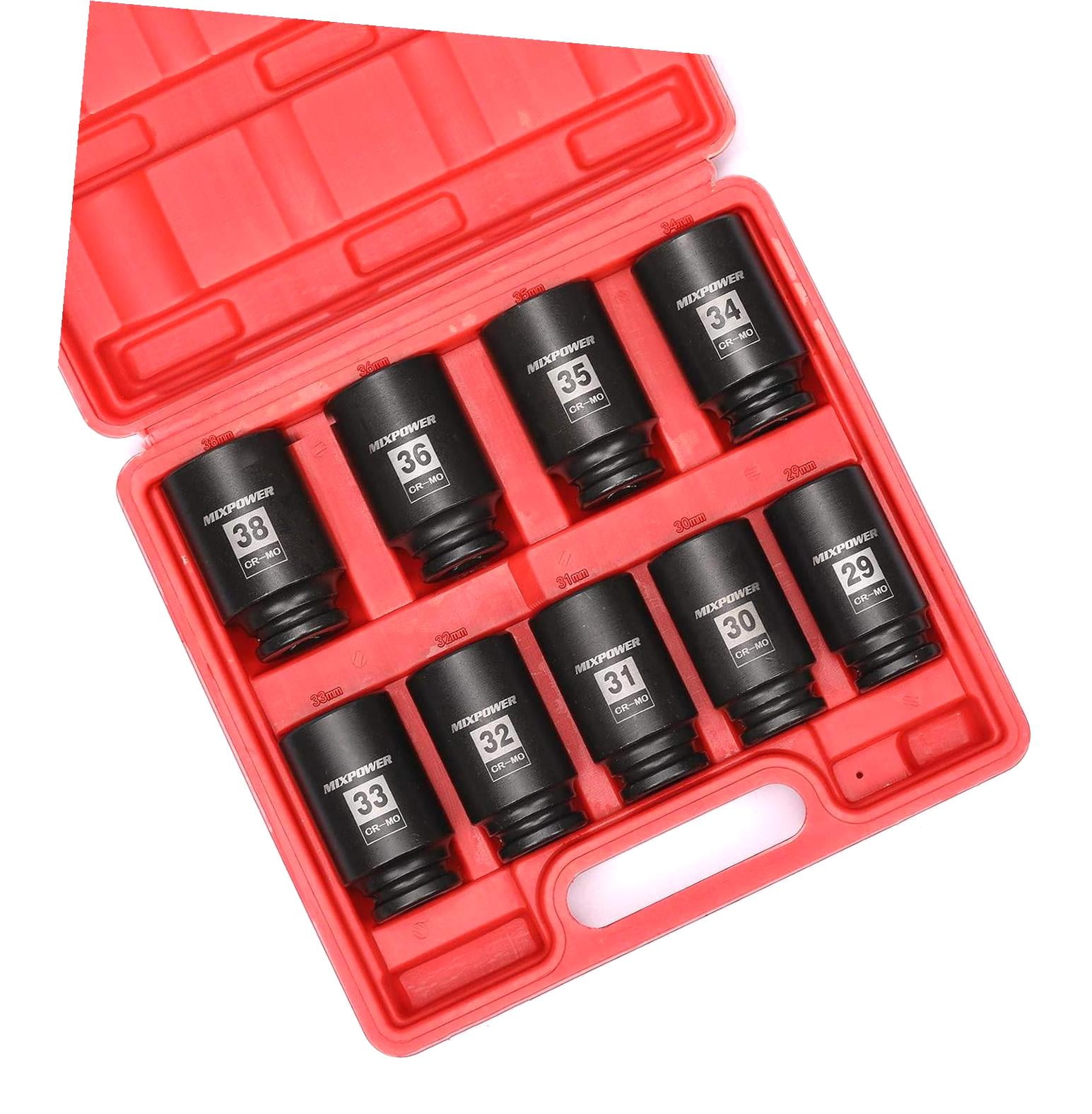 SKYSONIC 1/2-Inch Drive Deep Impact Socket Set, 6 Point, CR-MO, Metric ...