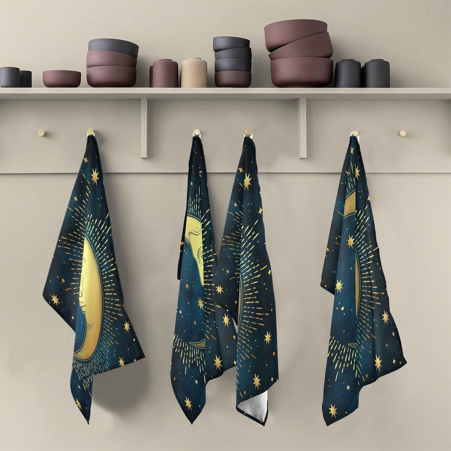 SKYSONIC 1 Pack Crescent Star Antique Style Kitchen Towels Soft ...