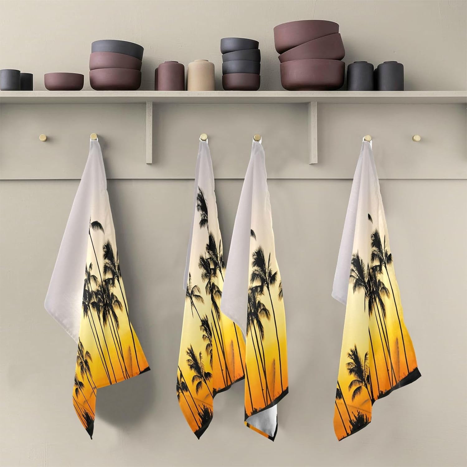 SKYSONIC 1 Pack Hawaiian Sunset Kitchen Towels Soft Absorbent Dish ...