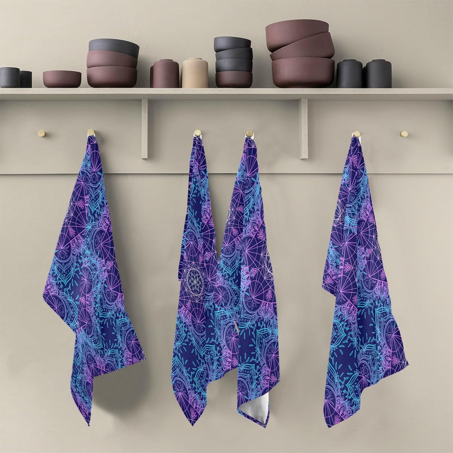 SKYSONIC 1 Pack Sacred Geometry Symbols Kitchen Towels Soft Absorbent ...