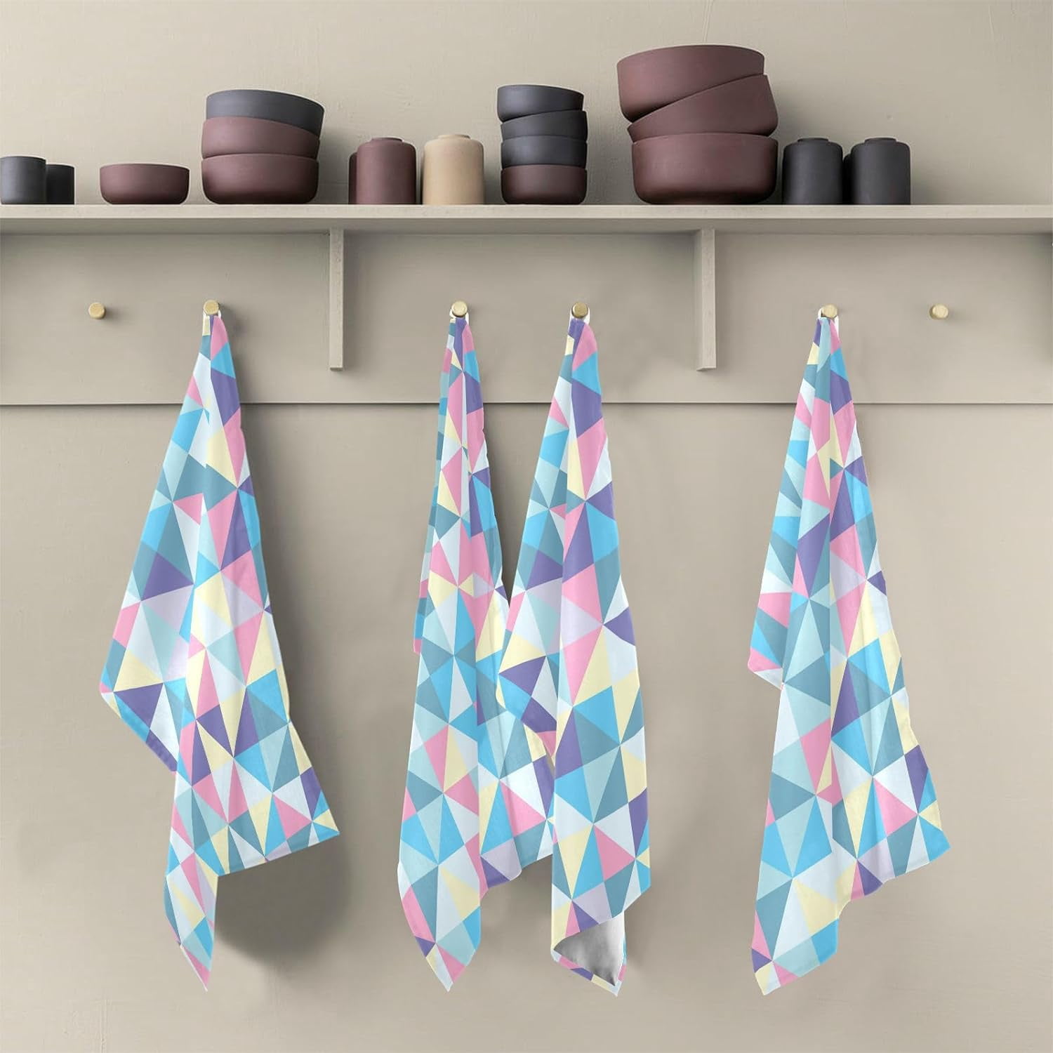 SKYSONIC 1 Pack Soft Light Triangle Kitchen Towels Soft Absorbent Dish ...